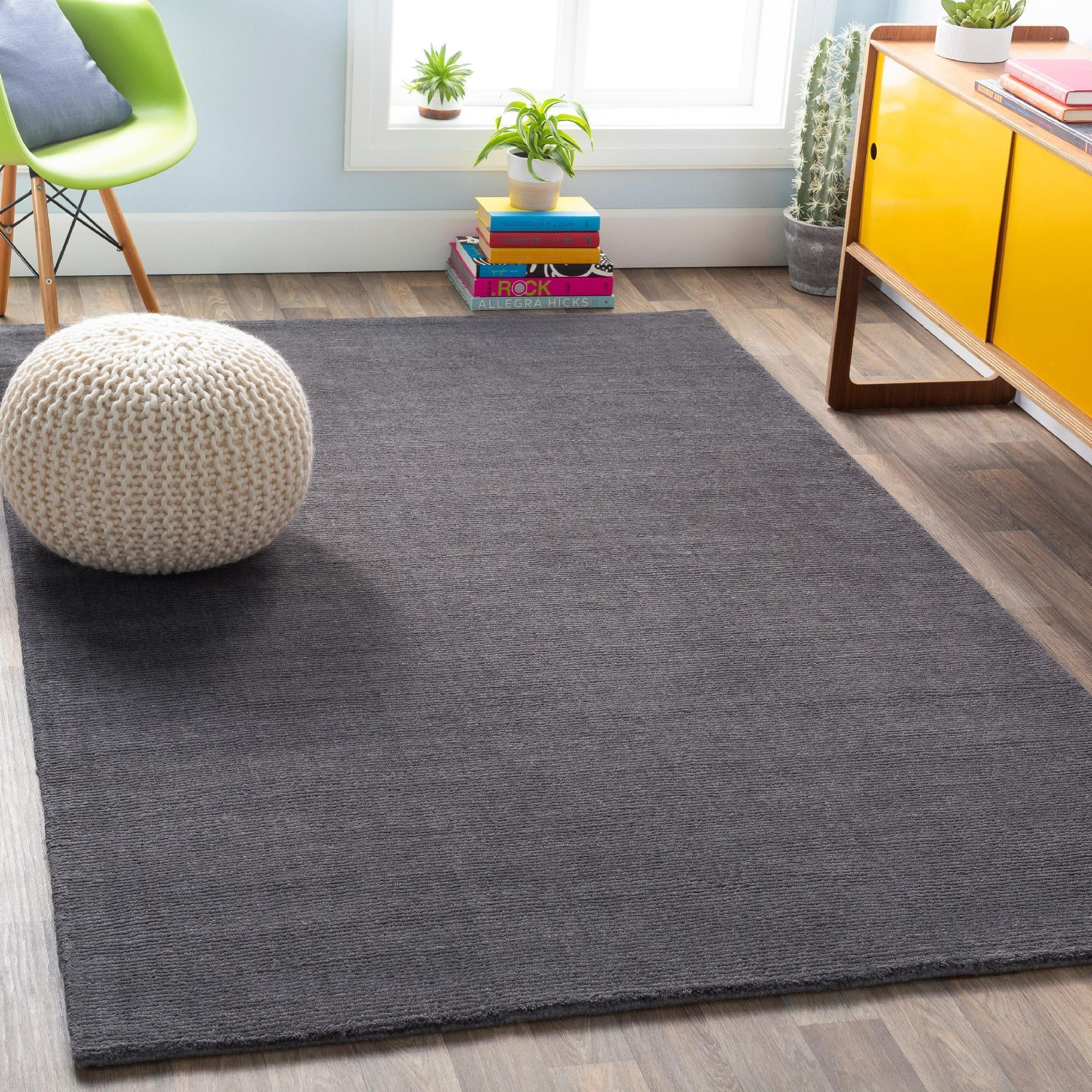 Mark&Day Area Rugs, 10x10 Rennes Solid and Border Charcoal Square Area ...