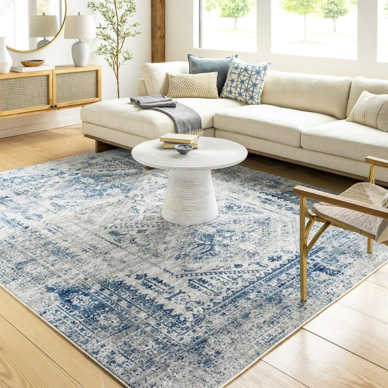 Blue and white area rugs store