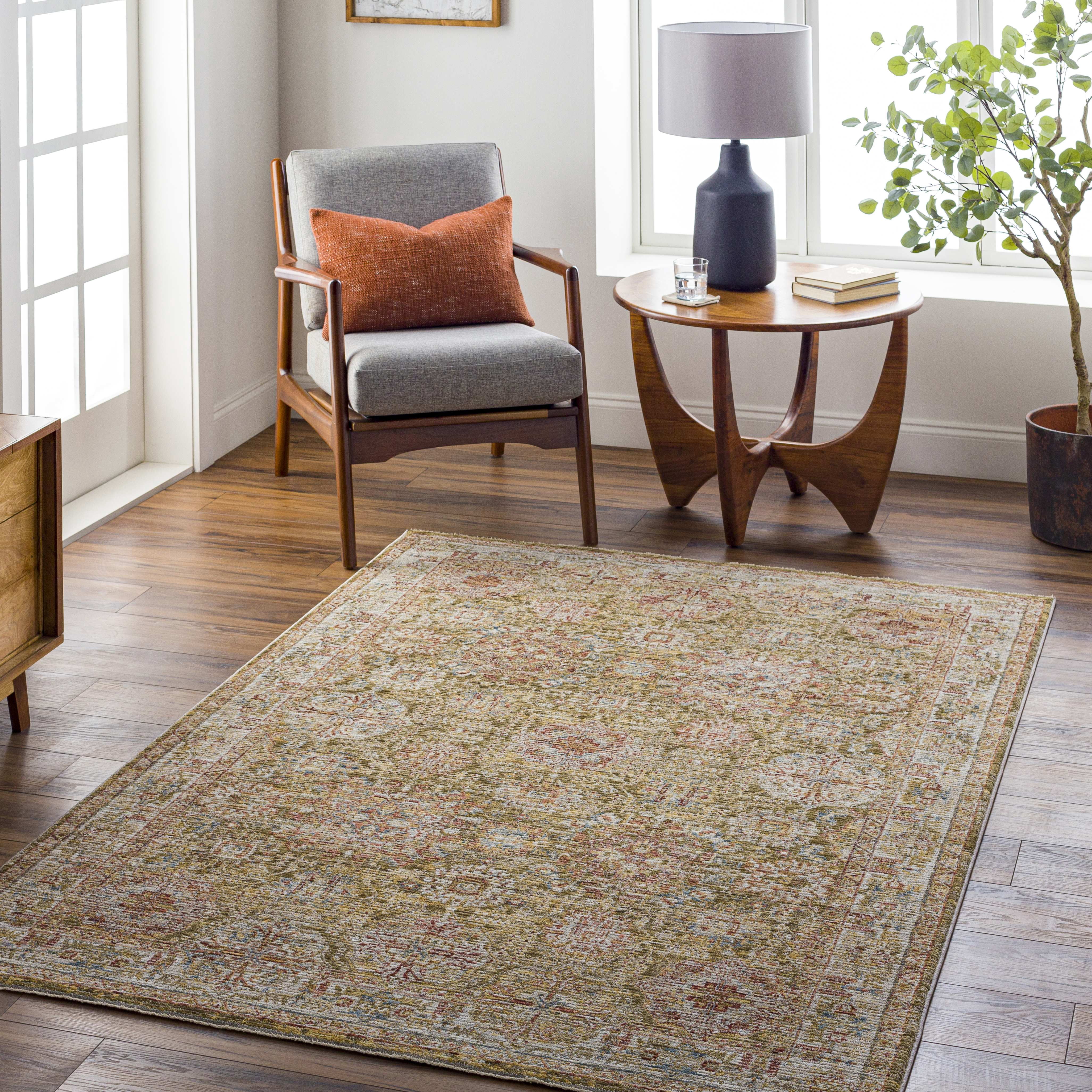 Mark&Day Area Rugs, 3x10 Belvue Traditional Olive Runner Area Rug ...