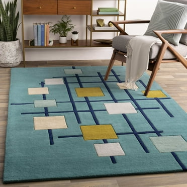 Mark&Day Area Rugs, 8x8 Loire Modern Teal Square Area Rug (7'10" Square ...