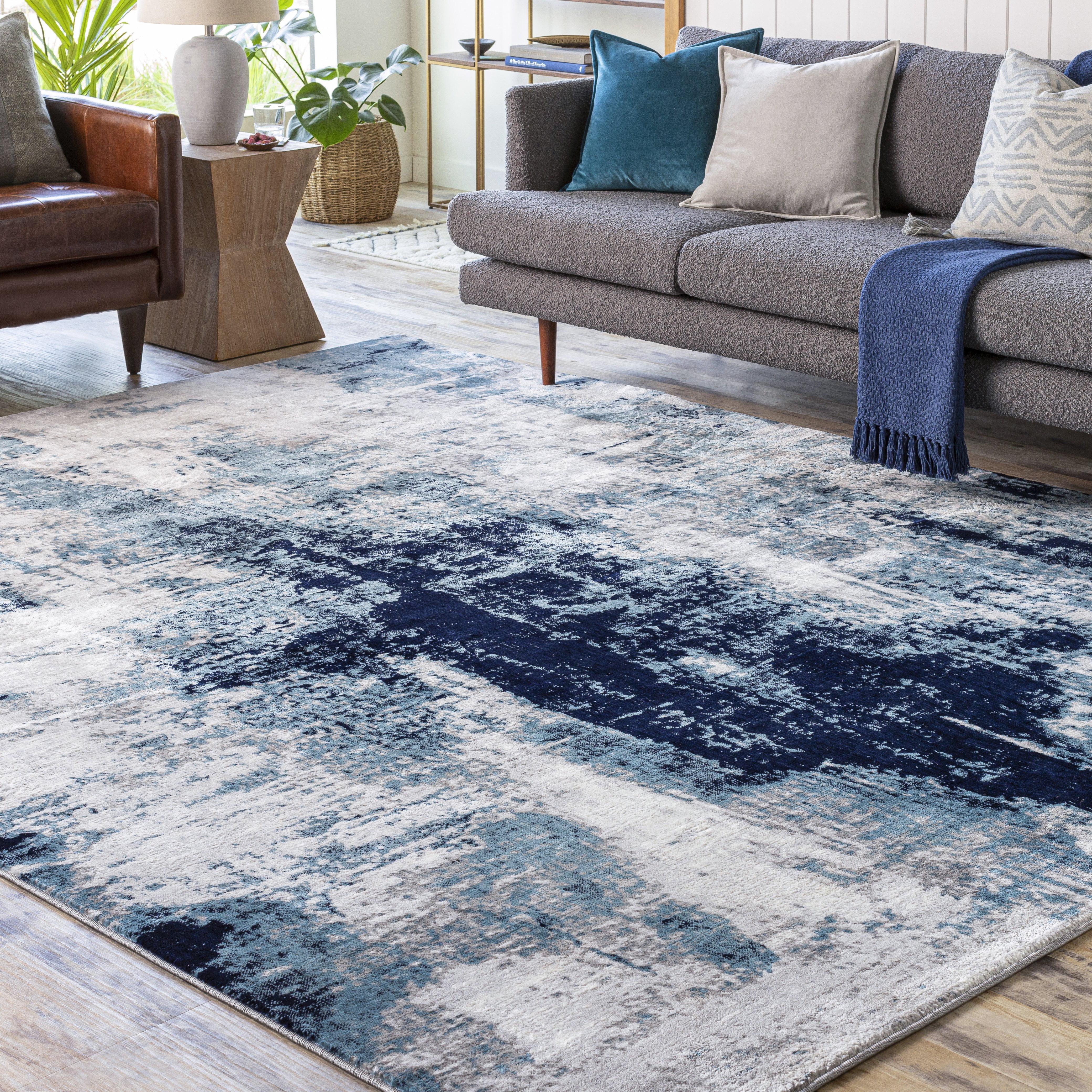 Mark&Day Area Rugs, 2x3 Dole Modern Abstract Marble Dark Teal Area Rug ...