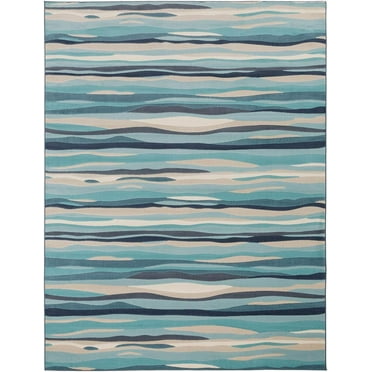 Nourison Home Luxurious Shag Solid Aqua 5'3" x 7'3" Area Rug, Easy ...