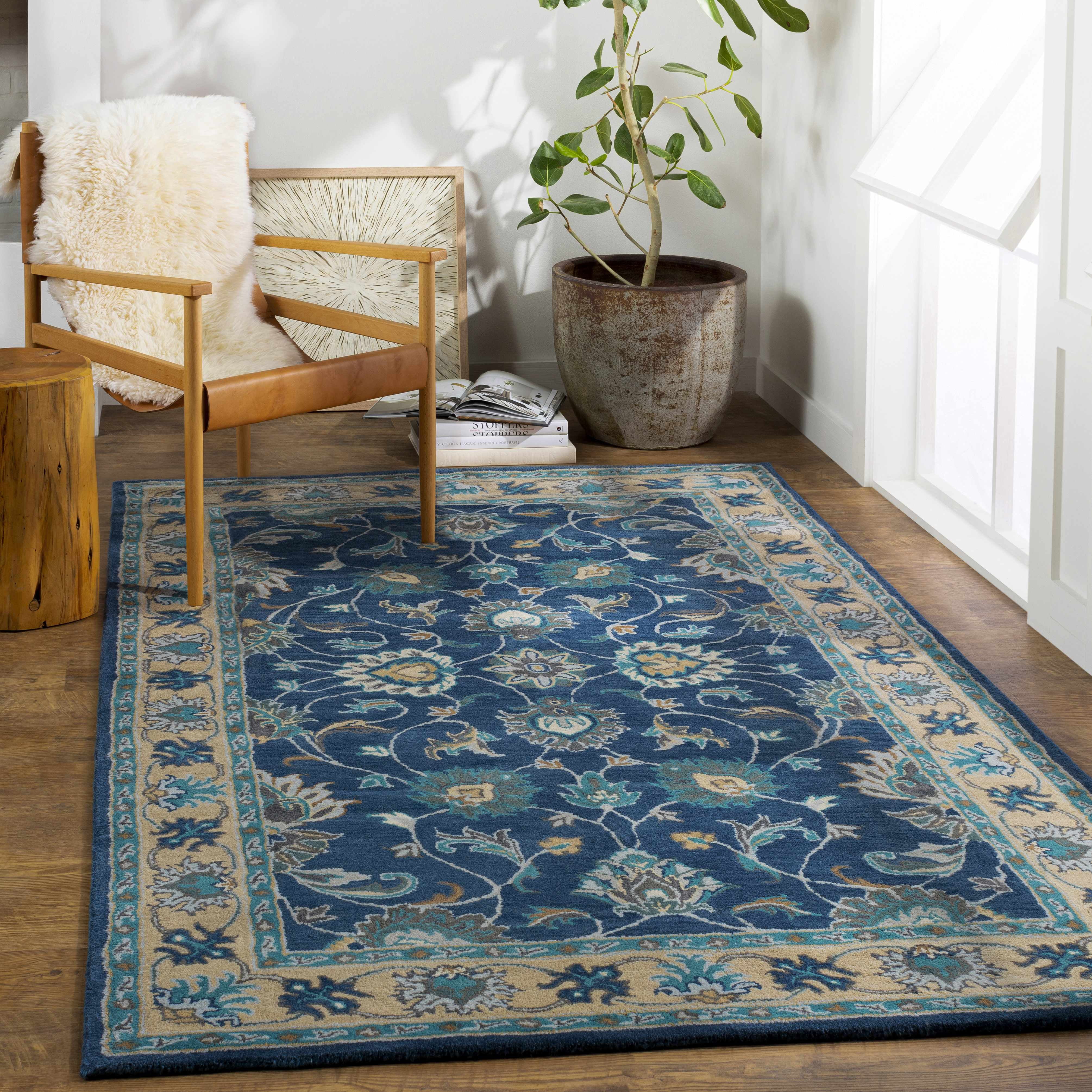 Mark&Day Wool Rugs, 2x3 Paris Traditional Teal Area Rug, Blue Grey ...