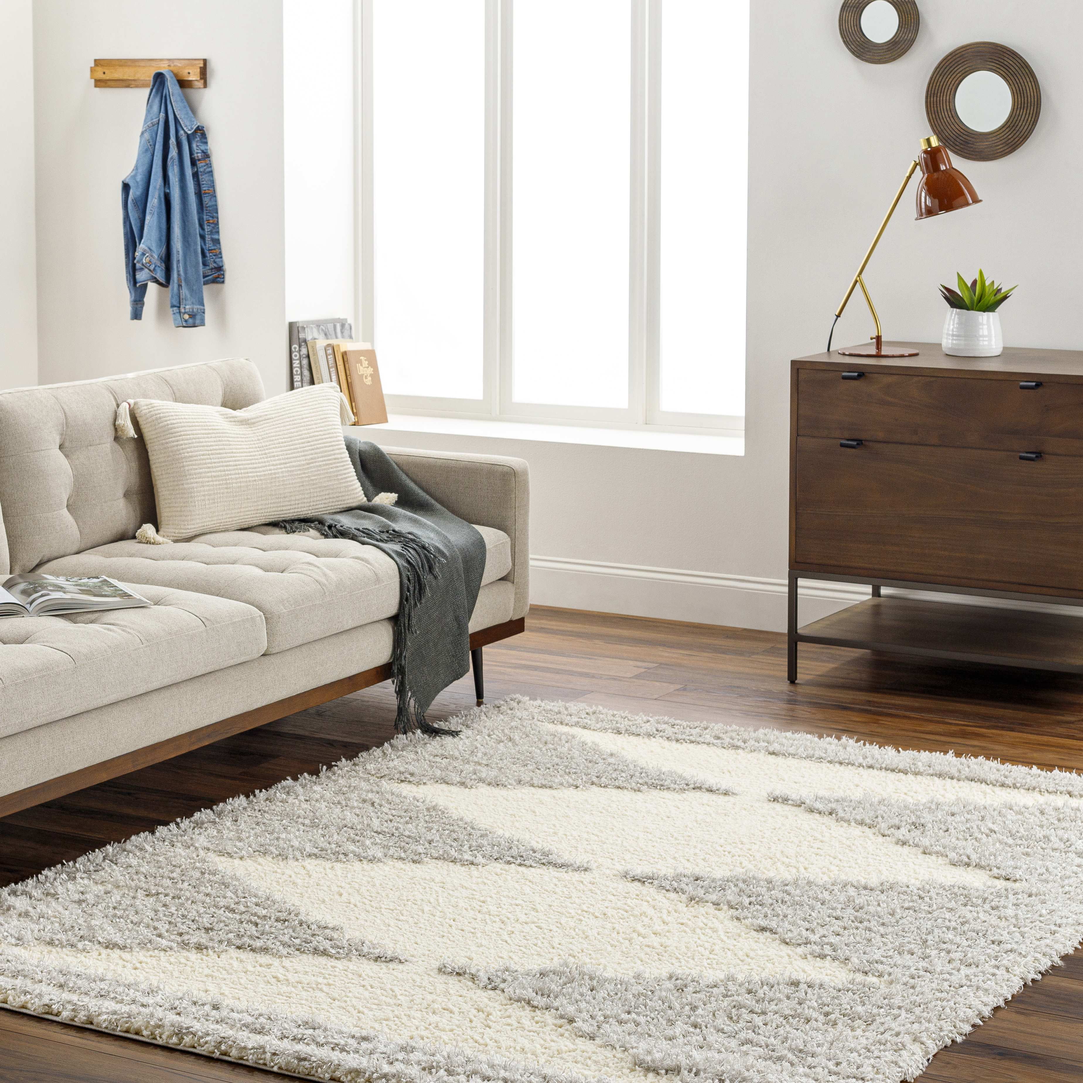 Mark&Day Area Rugs, 2x3 Shrena Global Gray Cream Area Rug (2' x 3 ...