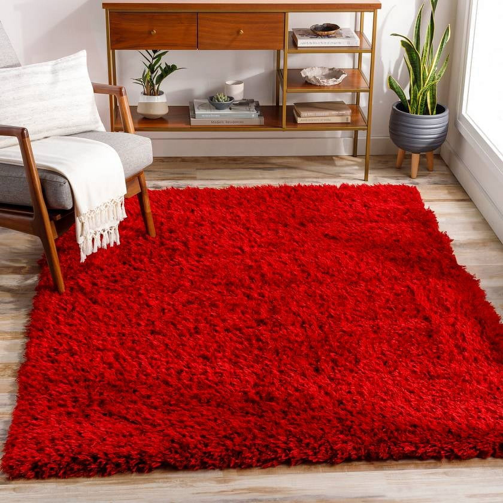 Mark&Day Area Rugs, 2x4 Abraham Modern Shag Bright Red Area Rug, Red ...