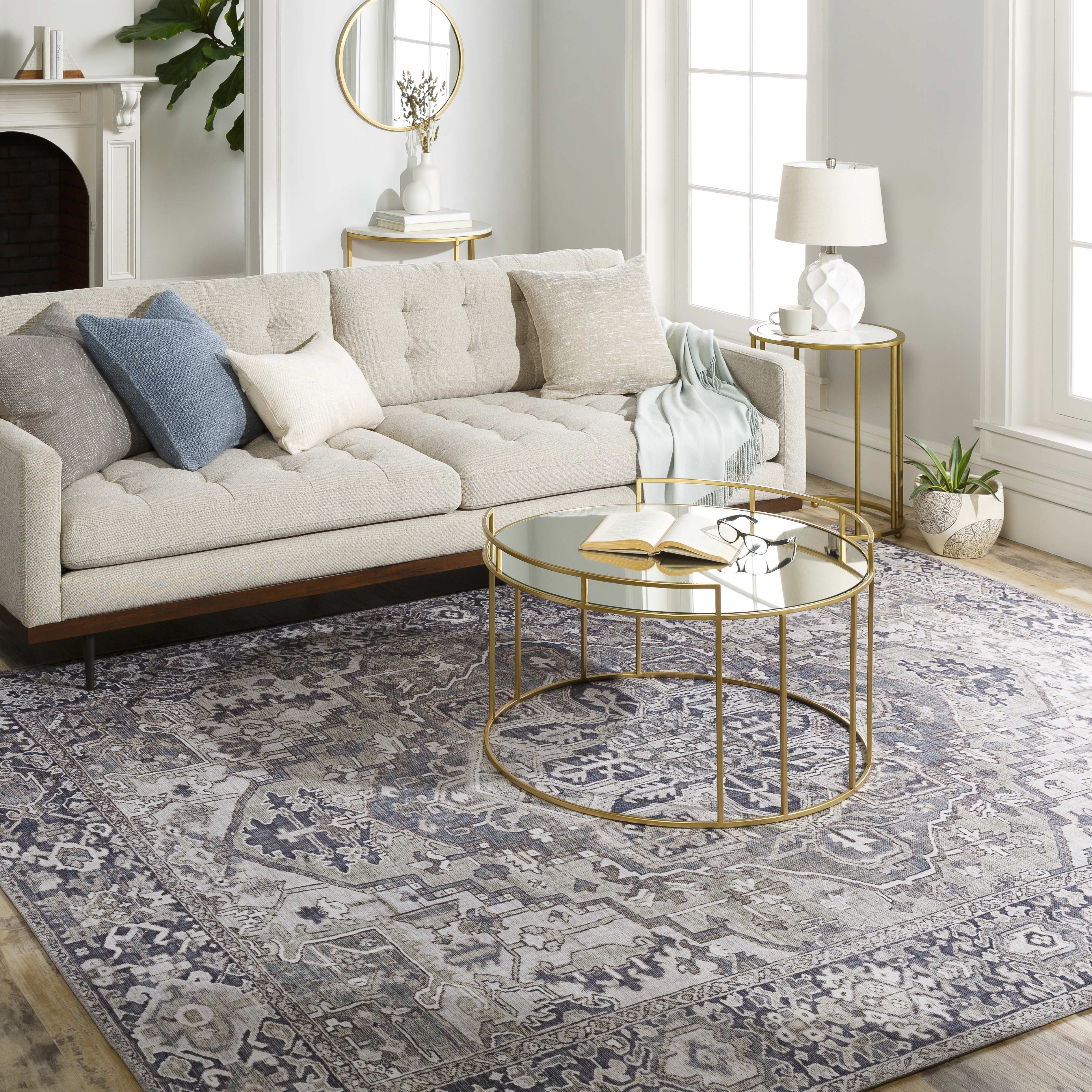 Mark&Day Area Rugs, 2x4 Manche Traditional Charcoal Area Rug, Grey ...