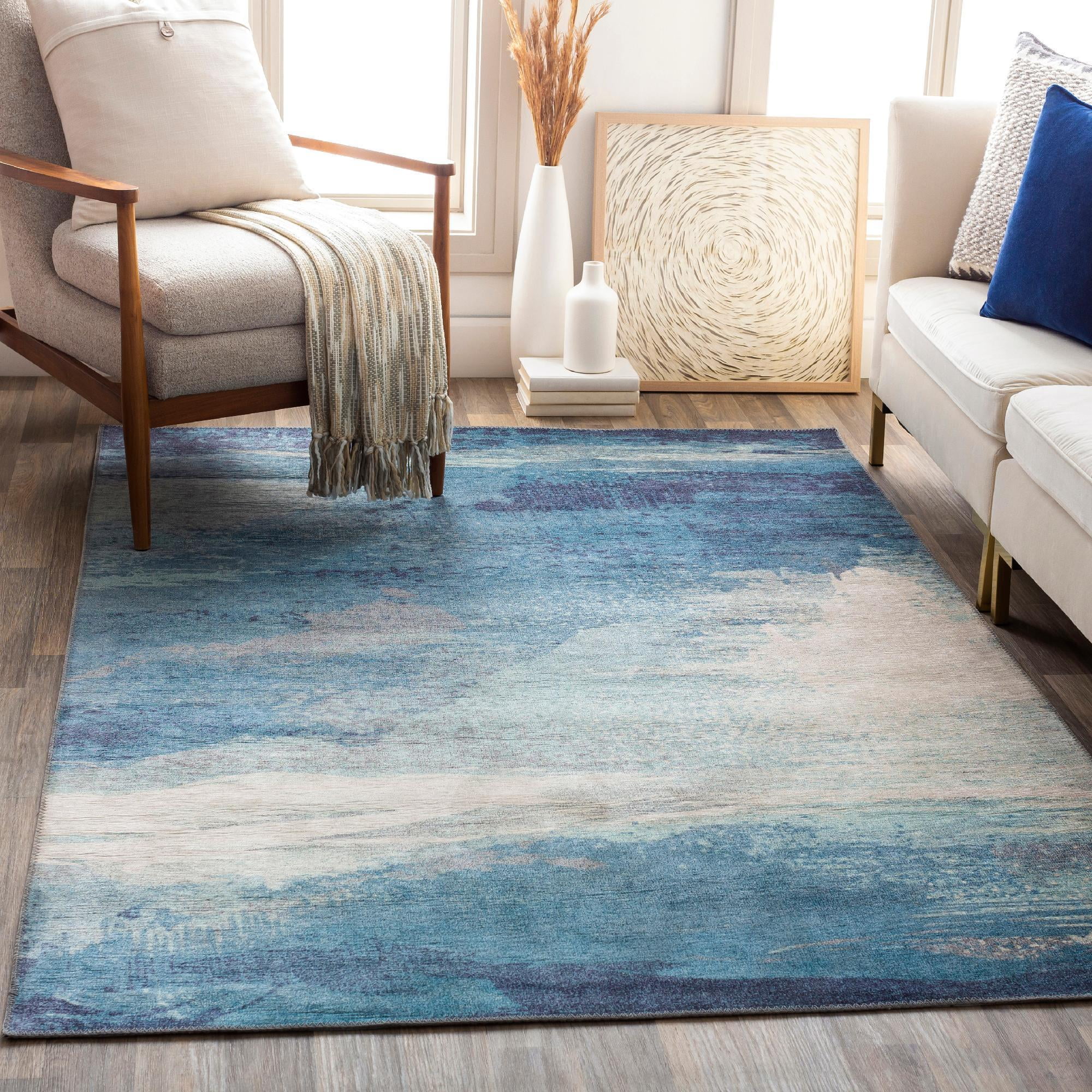 Mark&Day Area Rugs, 2x4 Rayleigh Modern Aqua Area Rug, Blue Grey White ...