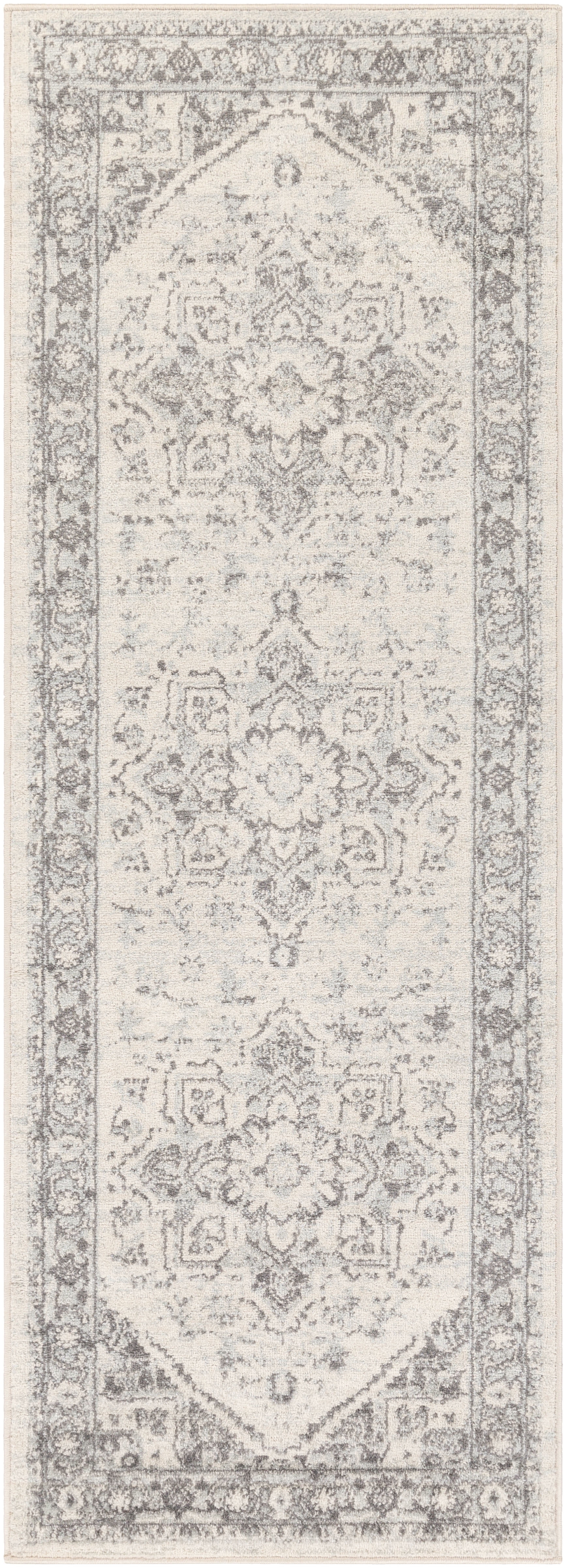 Mark&Day Area Rugs, 3x7 Chartres Traditional Light Gray Runner Area Rug ...