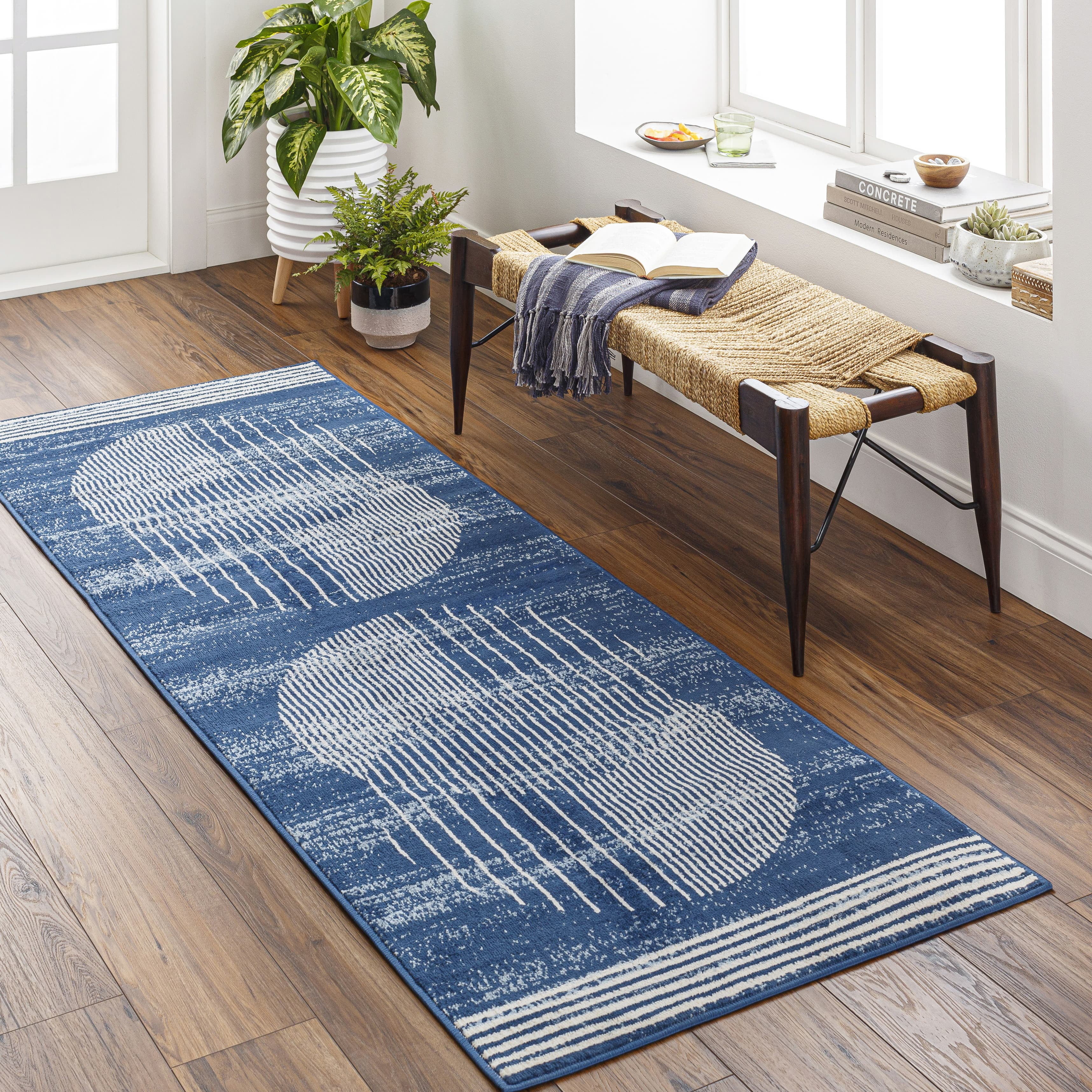 Mark&Day Area Rugs, 2x7 Lakin Modern Ink Blue Runner Area Rug (2'7" x 7 ...