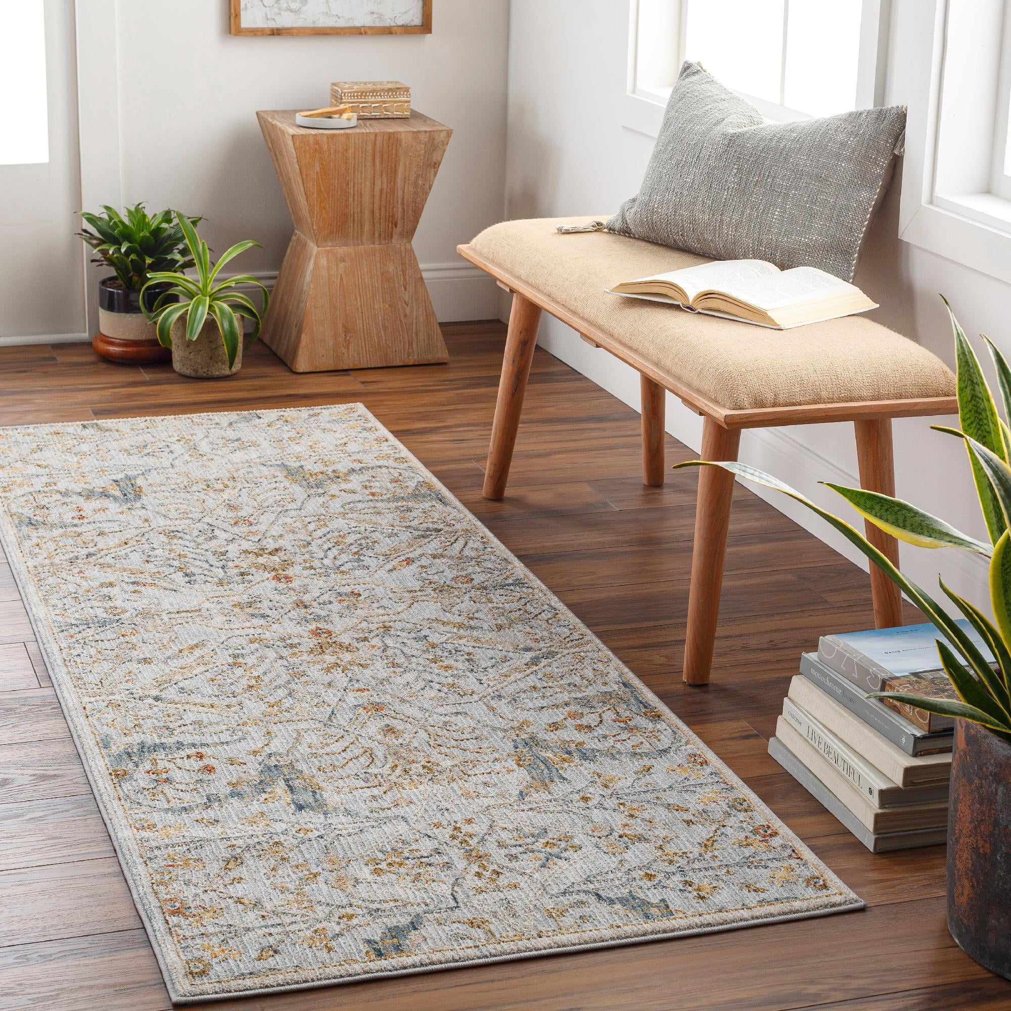 Mark&Day Area Rugs, 2x7 Lythrangomi Traditional Light Gray Runner Area ...