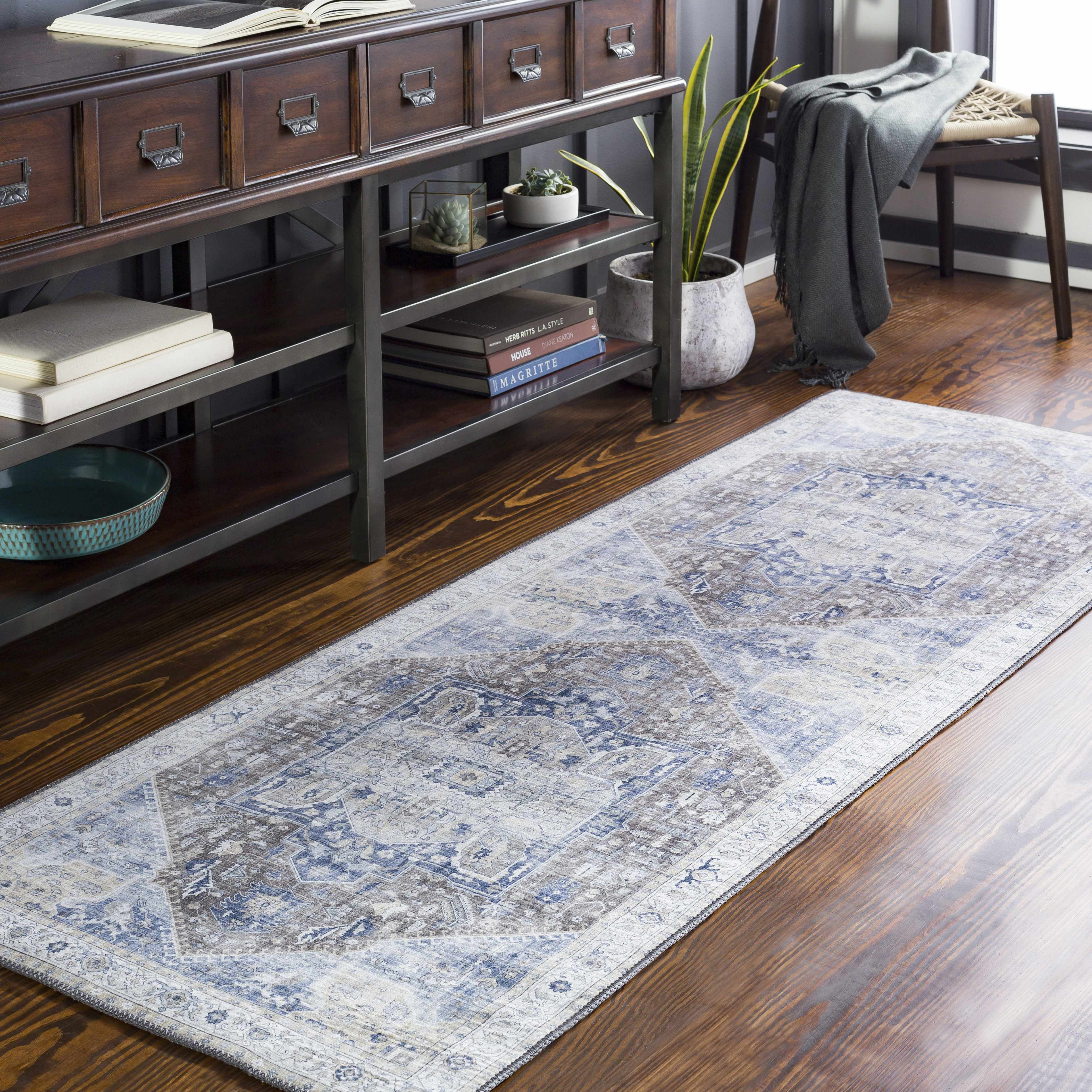 Mark&Day Area Rugs, 2x7 Maasdriel Traditional Dark Blue Runner Area Rug ...