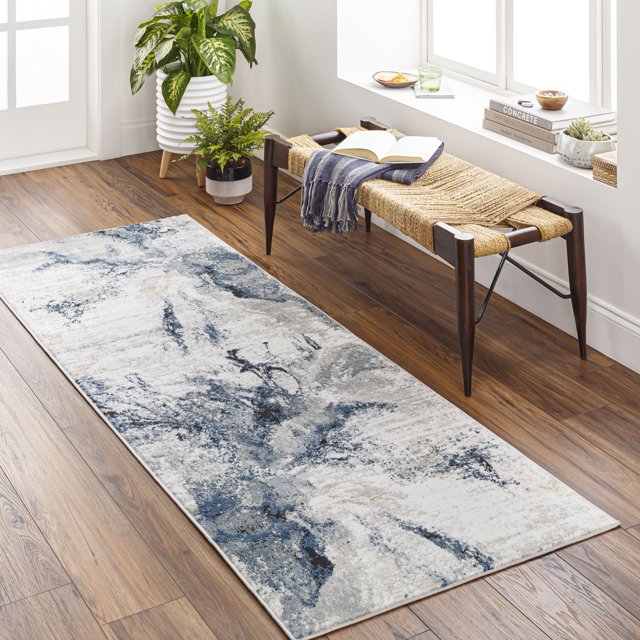 Mark&Day Area Rugs, 2x7 Moorsel Modern Dark Blue Runner Area Rug (2'7 ...