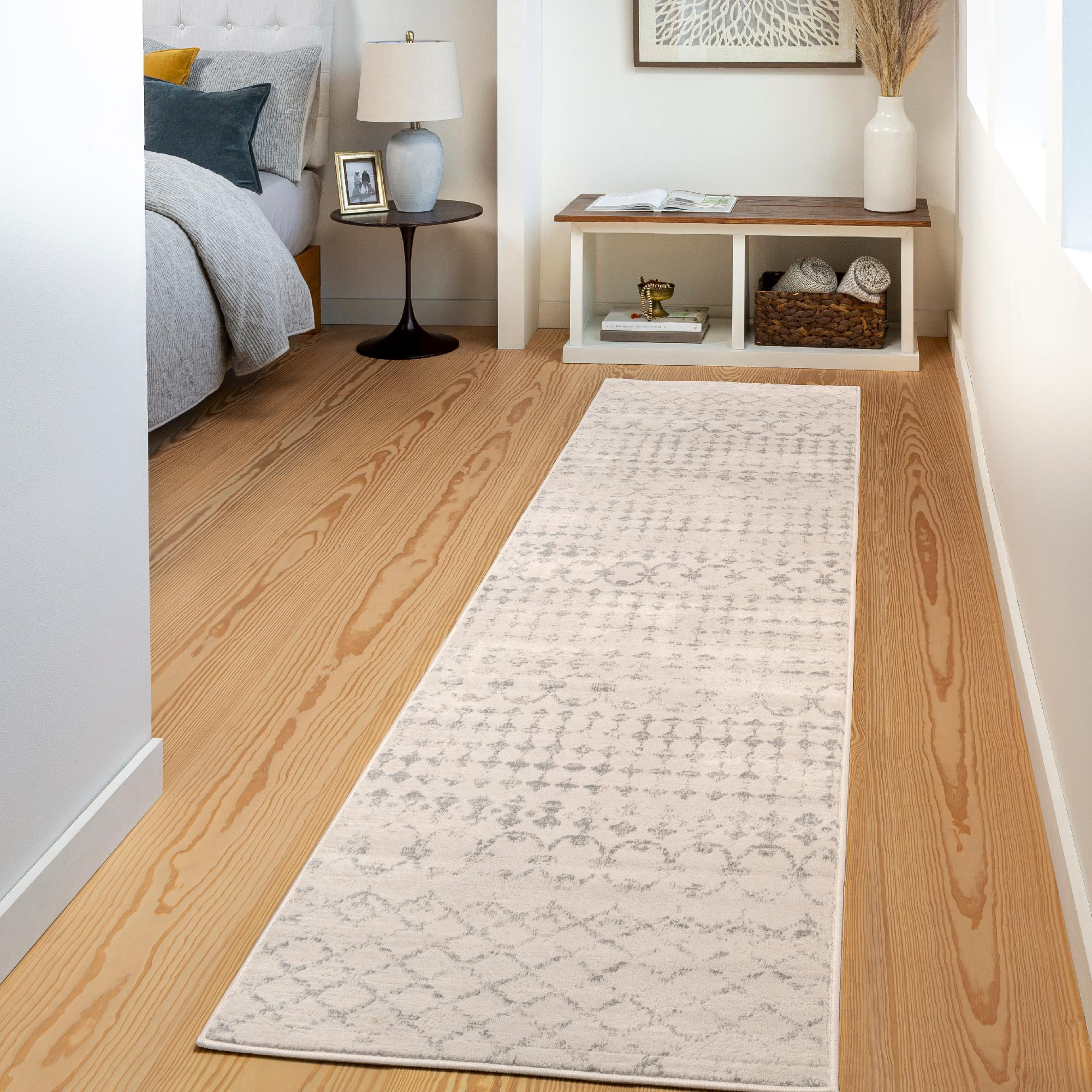 Mark&Day Area Rugs, 3x7 Ruinen Global Cream Runner Area Rug, White Grey ...
