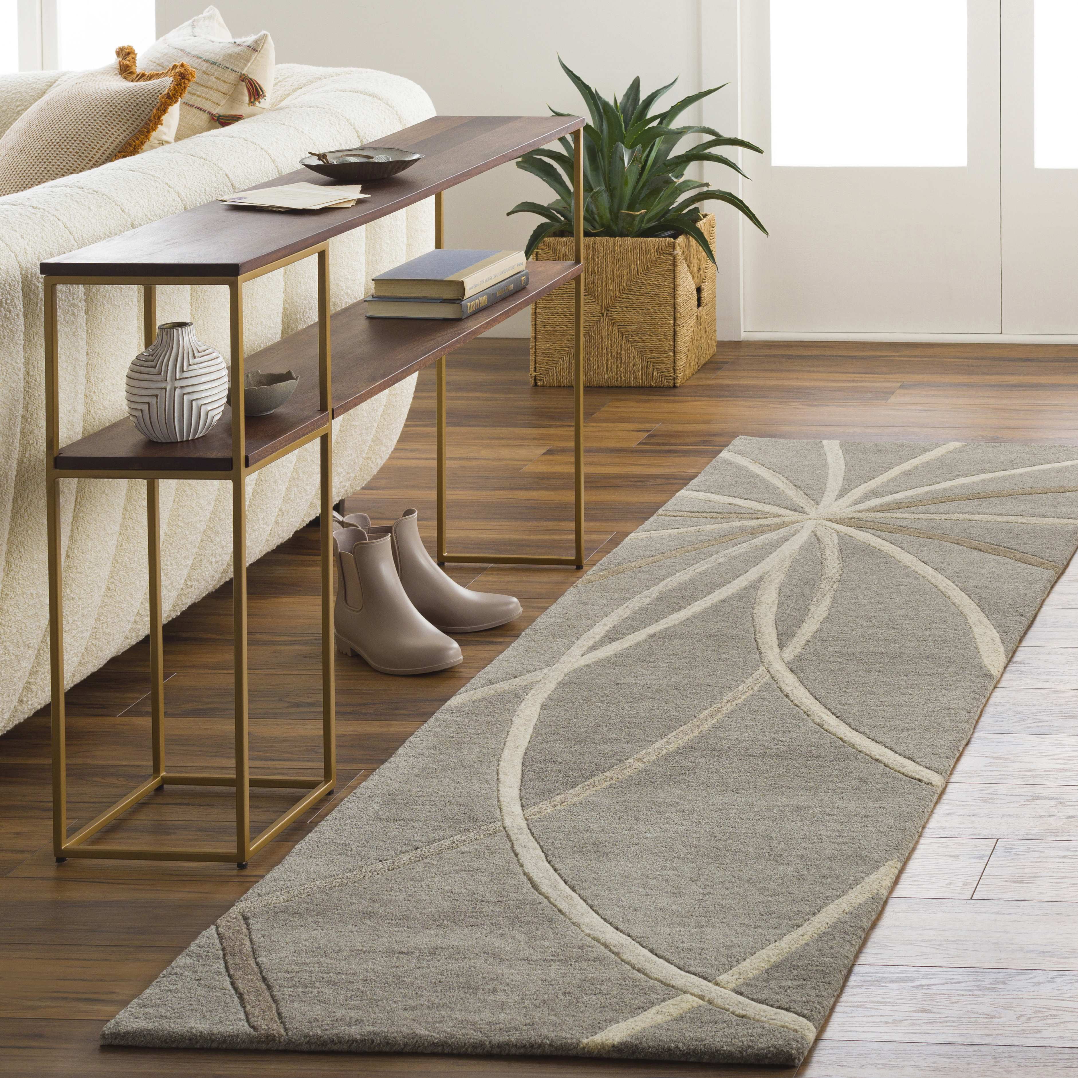 Mark&Day Area Rugs, 2x8 Falher Modern Medium Gray Runner Area Rug (2'6 ...