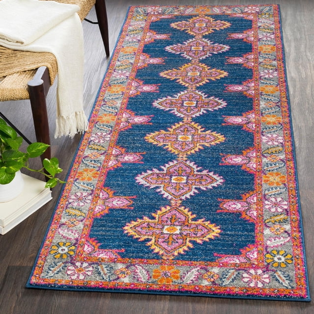 Mark&Day Area Rugs, 2x8 Isla Traditional Navy Gray Runner Area Rug (2'7 ...