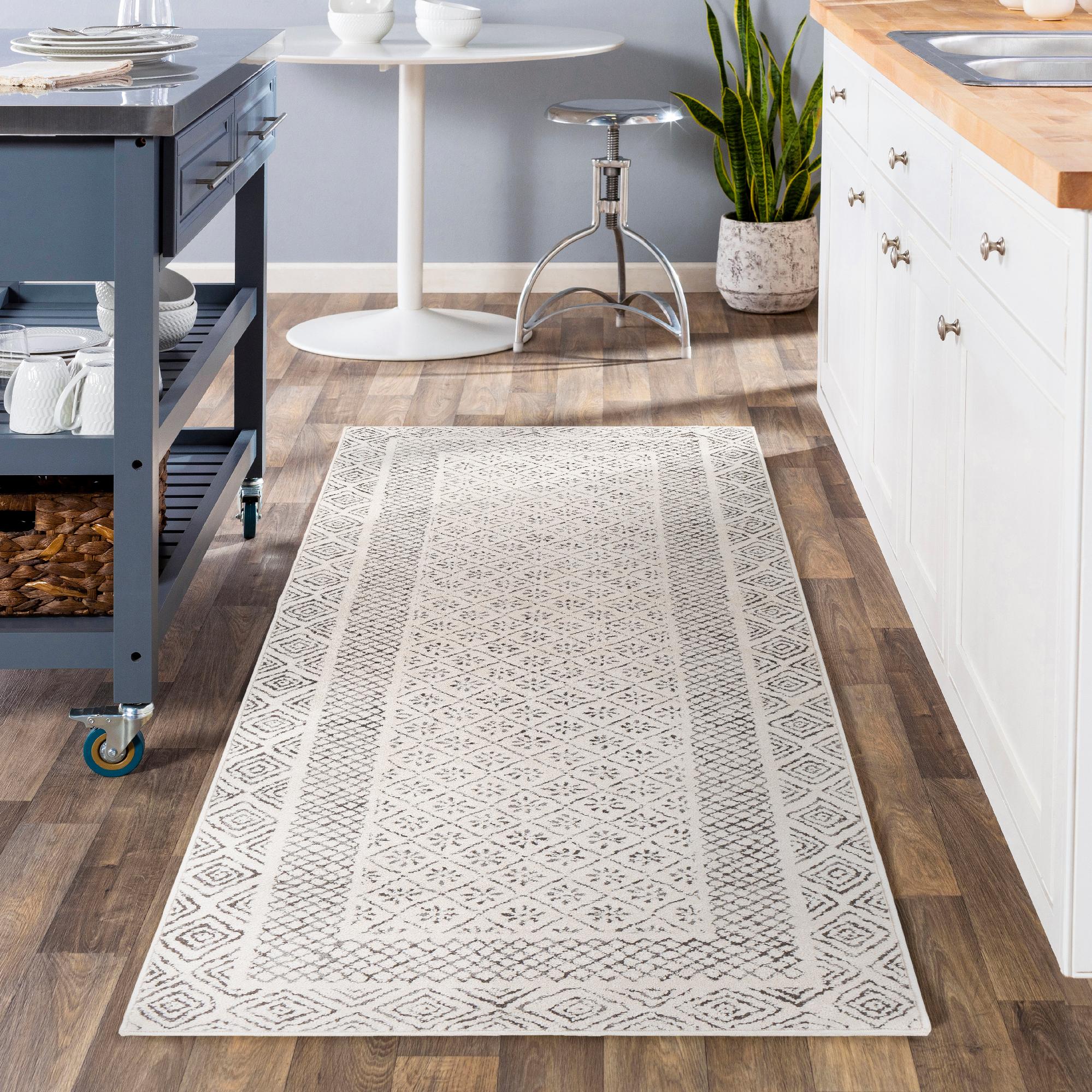Mark&Day Area Rugs, 3x12 Julian Global Charcoal/Light Beige Runner Area ...