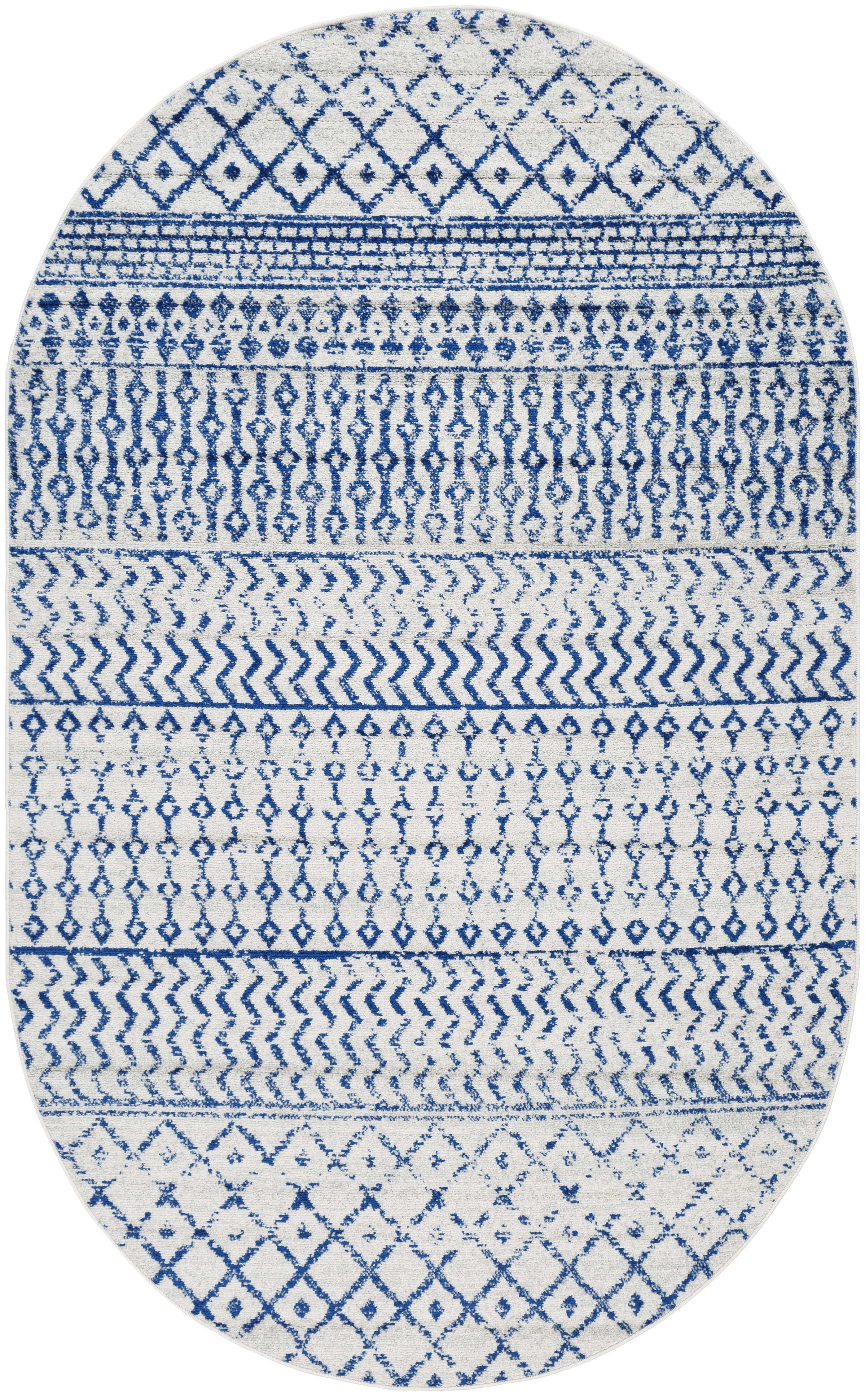 Mark&Day Area Rugs, 3x5 Louise Global Denim Oval Area Rug, Cream Dark ...