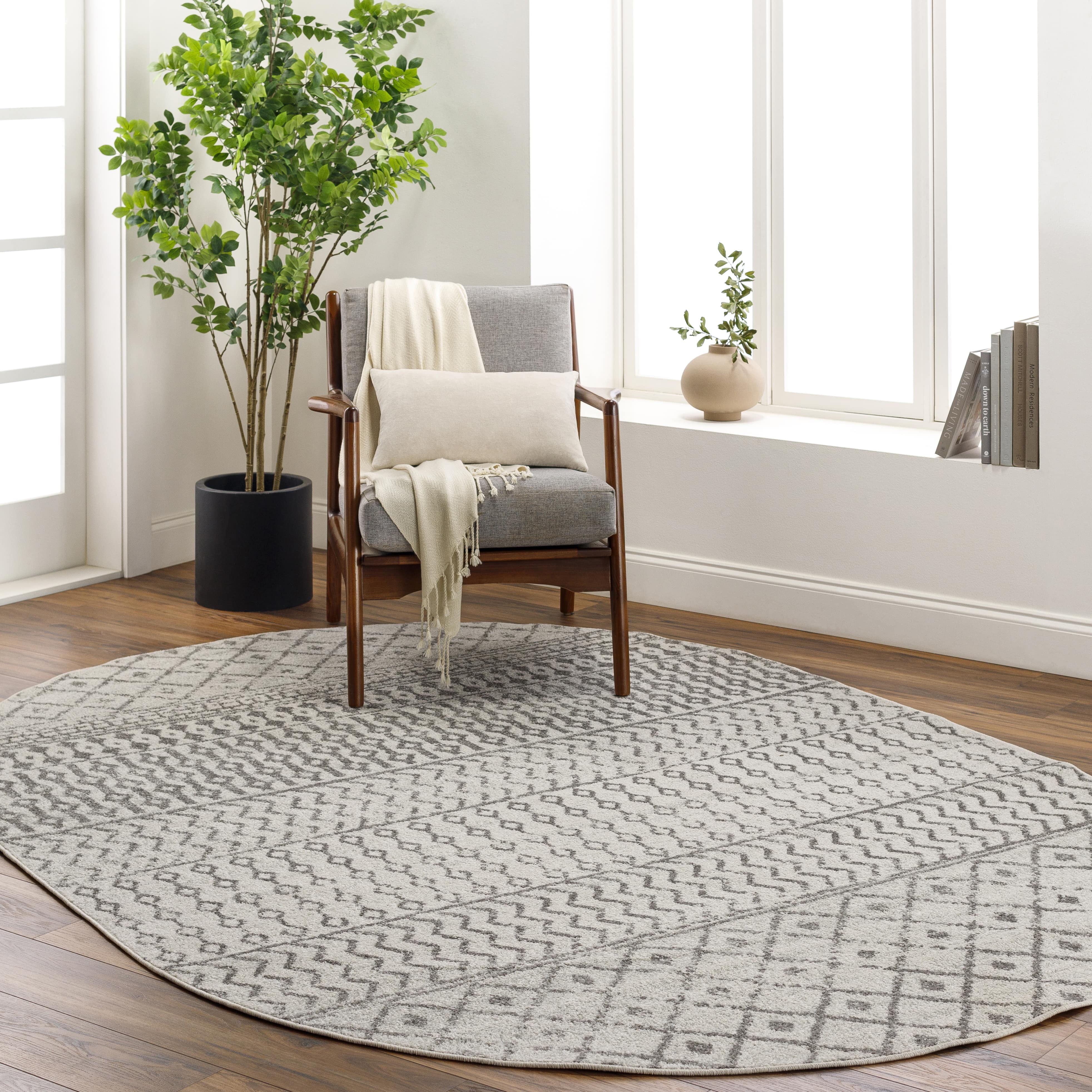 Mark&Day Area Rugs, 3x5 Louise Global Gray Oval Area Rug, Cream ...