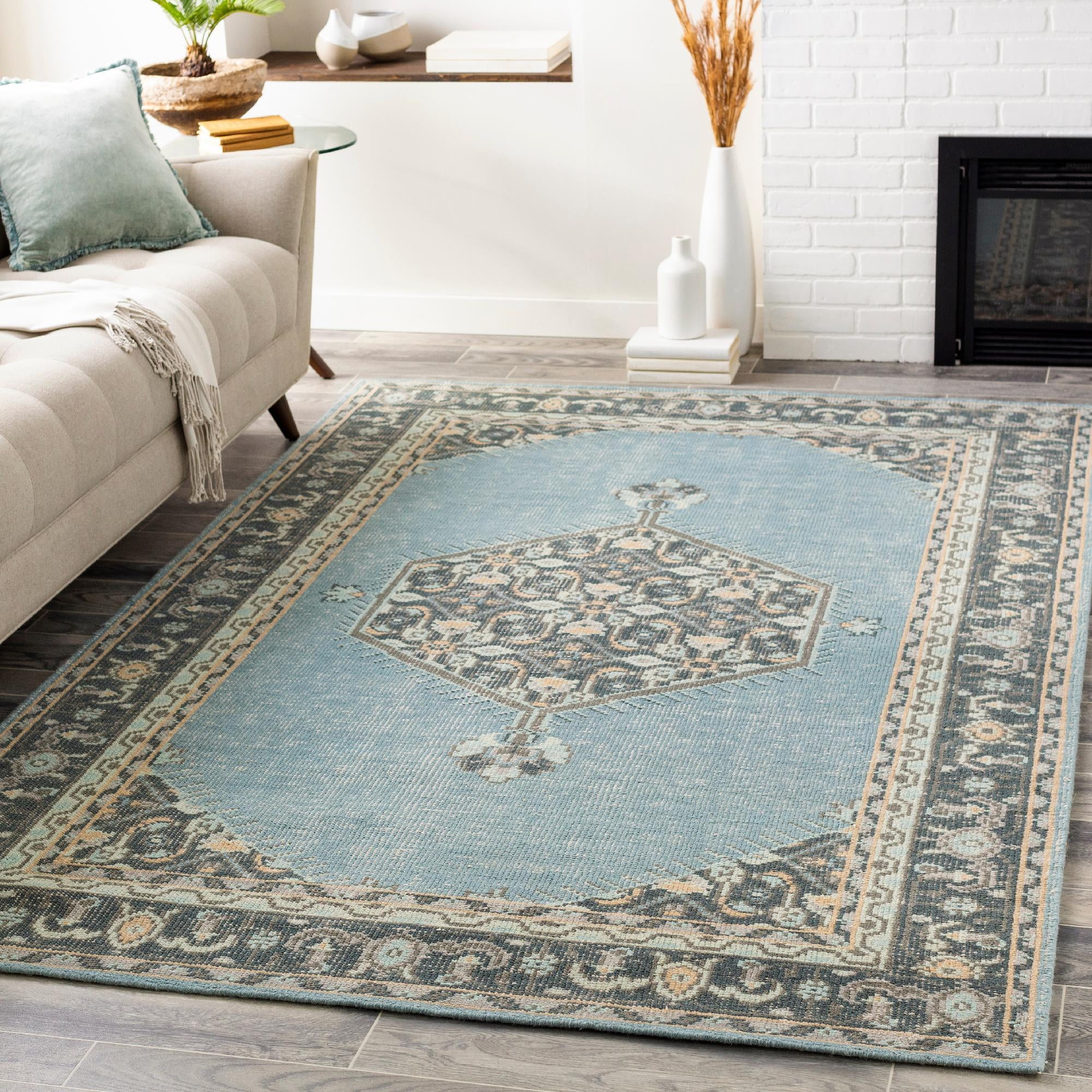 Mark&Day Area Rugs, 3x5 Torenveen Traditional Aqua Area Rug (3'6" x 5'6 ...