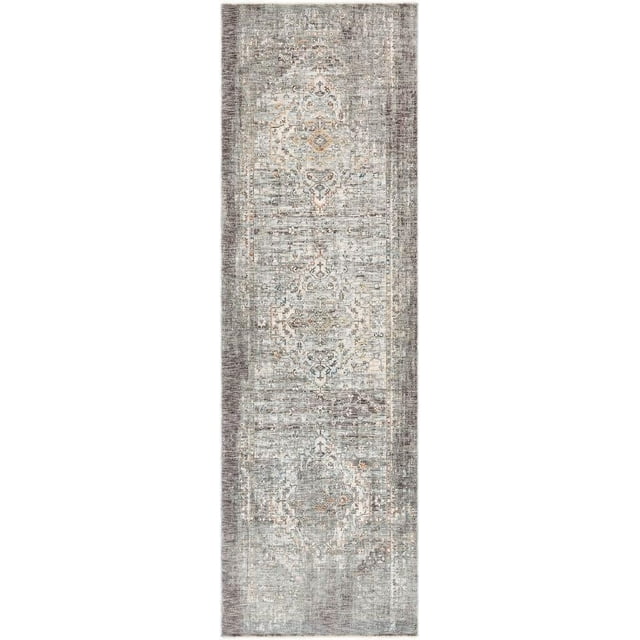 Mark&Day Area Rugs, 3x8 Ellssa Traditional Medium Gray Runner Area Rug ...