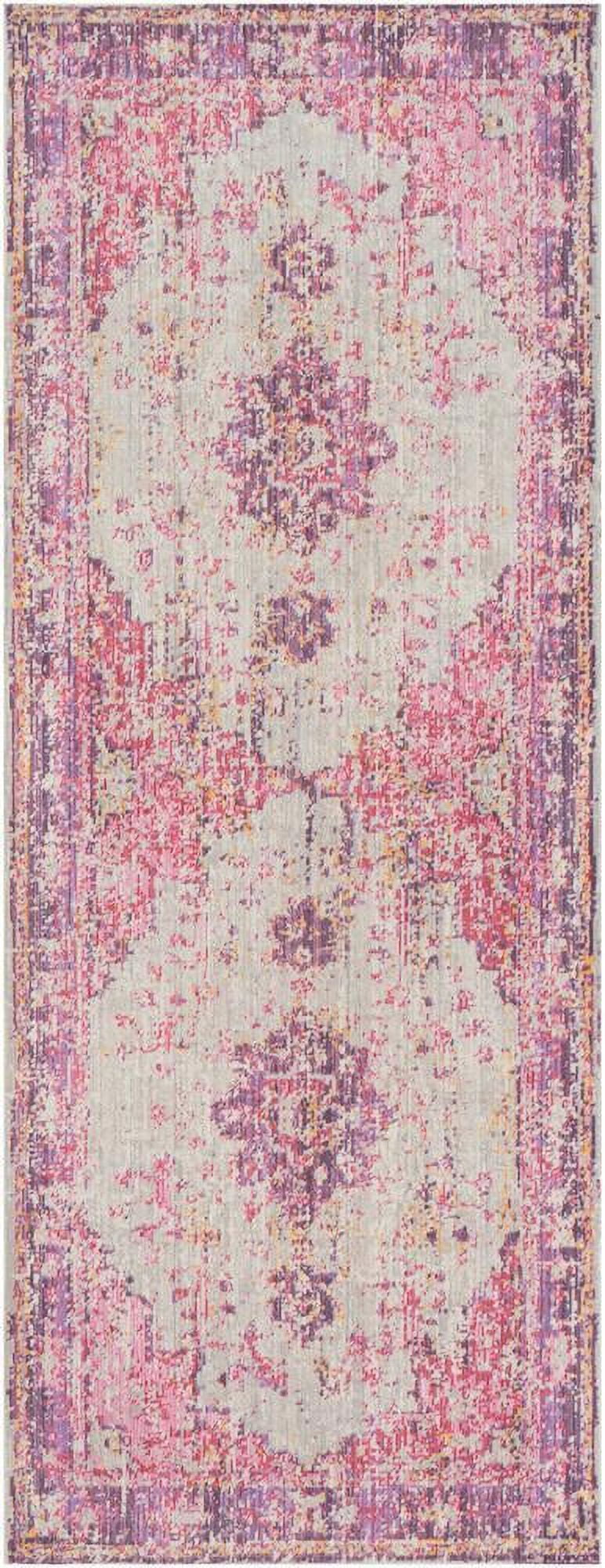 Mark&Day Area Rugs, 3x8 Everly Traditional Bright Pink Runner Area Rug ...