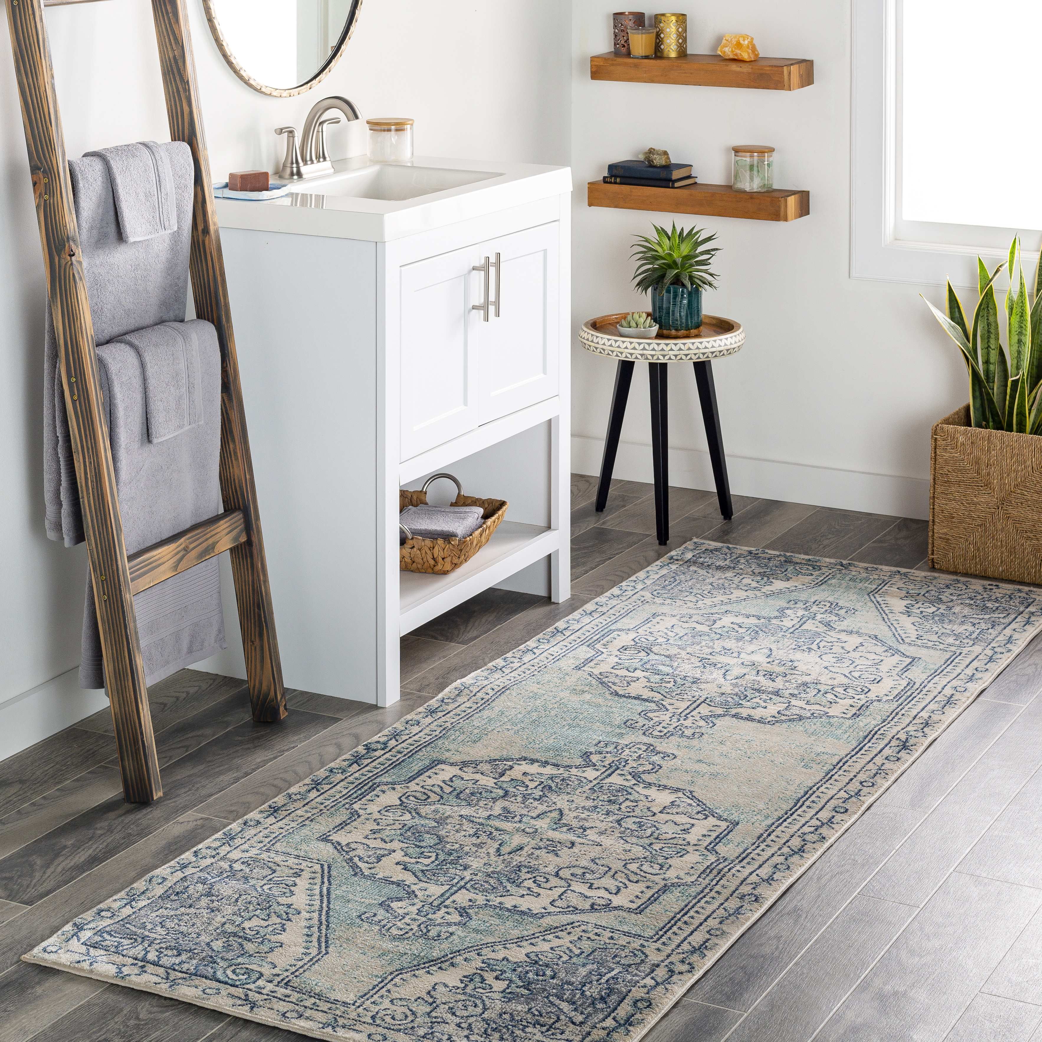 Mark&Day Area Rugs, 3x8 Henry Traditional Teal Runner Area Rug (2'11" x ...