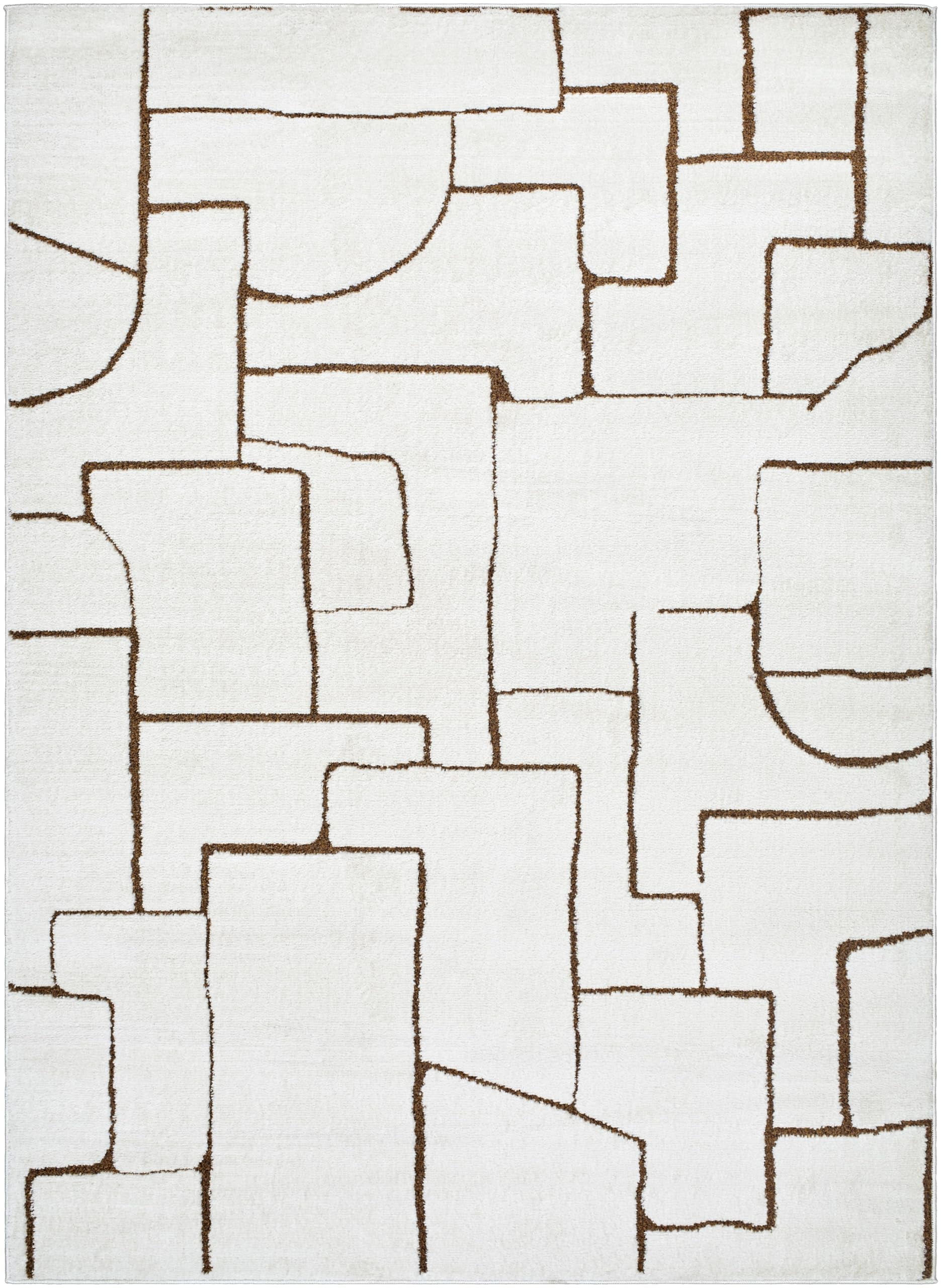 Mark&Day Area Rugs, 3x8 Kendl Modern Ivory/Brown Runner Area Rug, Ivory ...