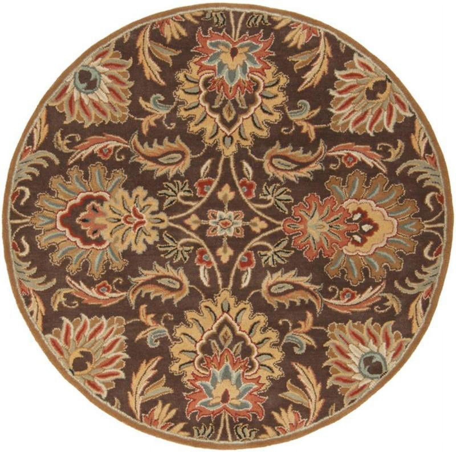 Mark&Day Area Rugs, 4ft Round Lyon Traditional Dark Brown Area Rug (4 ...