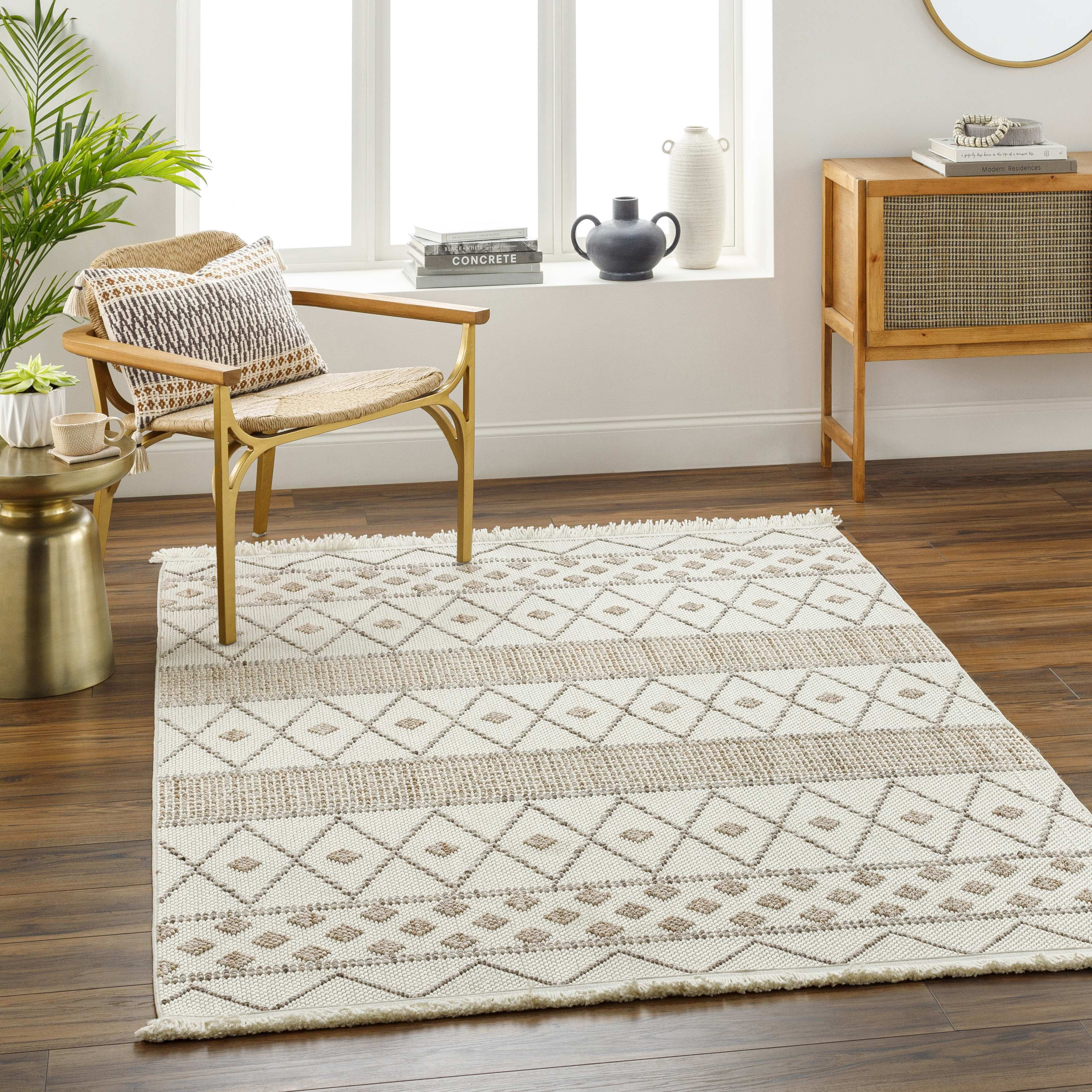 Mark&Day Area Rugs, 4x5 Sokhom Global Off-White Area Rug (3'10" x 5'7") - Walmart.com