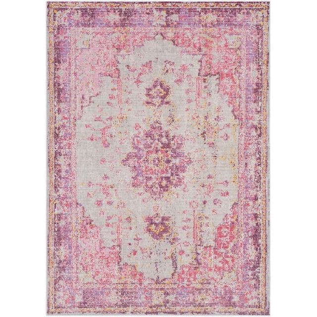 Mark&Day Area Rugs, 4x6 Everly Traditional Bright Pink Area Rug (3'11 ...