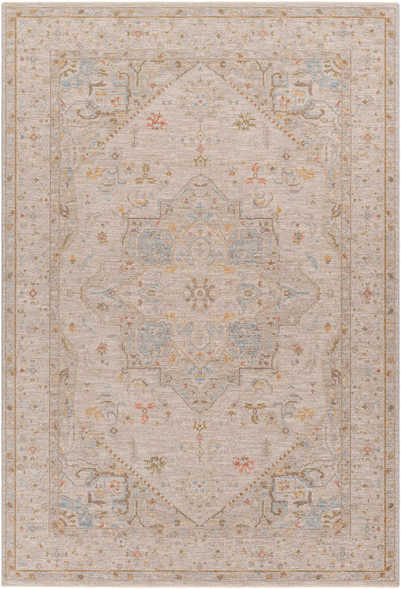 Mark&Day Area Rugs, 5ft Round Atalissa Traditional Ivory Area Rug (5'3 ...