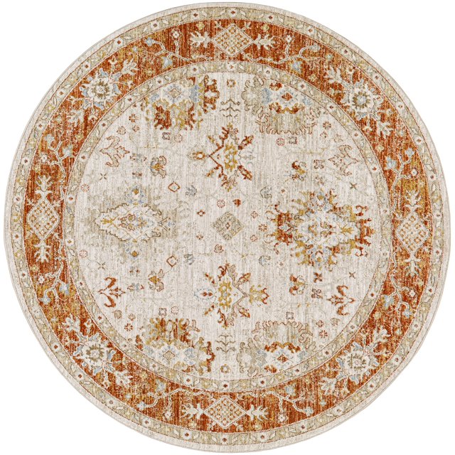 Mark&Day Area Rugs, 5ft Round Cherry Valley Traditional Burnt Orange ...