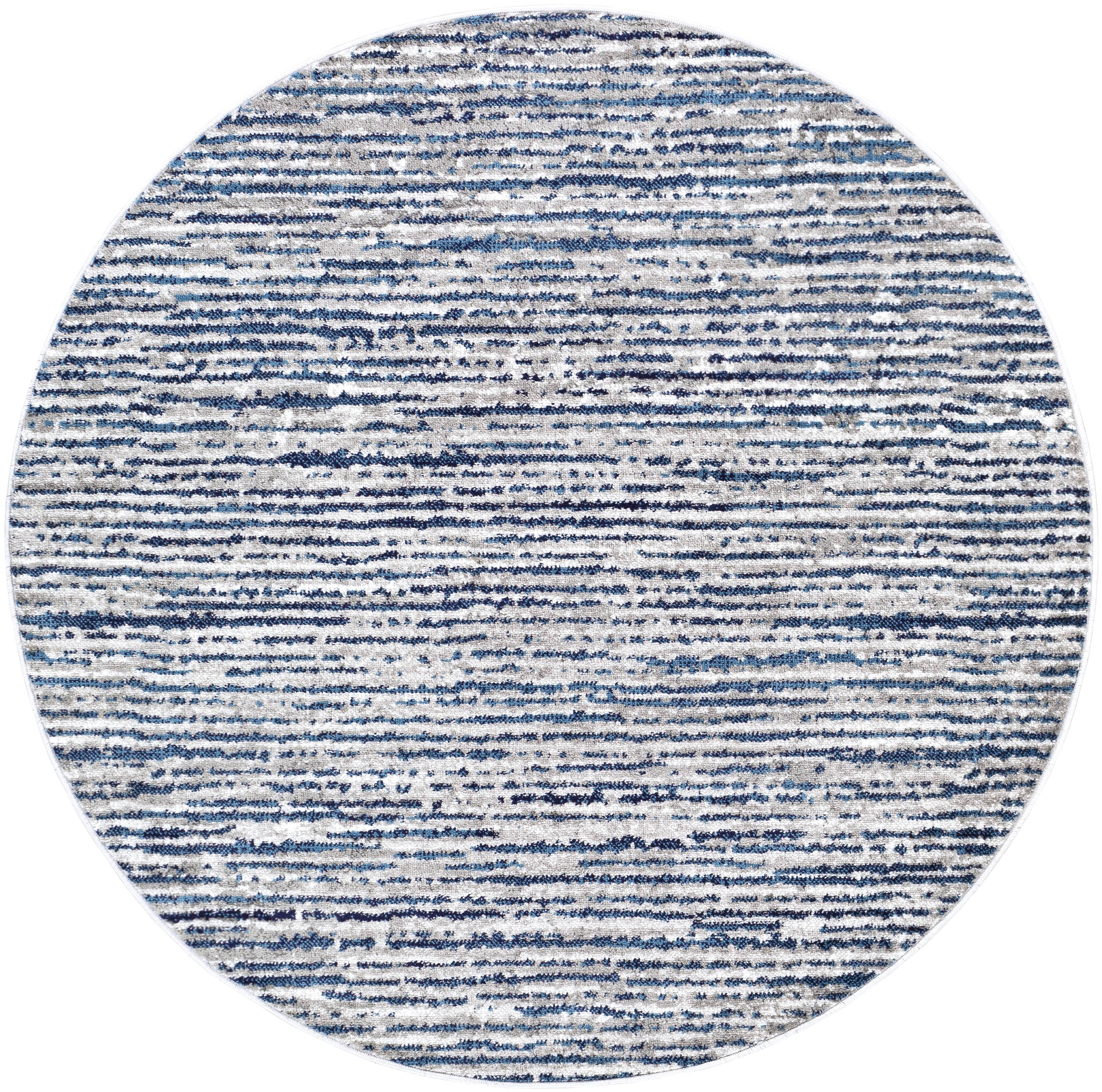 Mark&Day Area Rugs, 5ft Round Delisle Modern Navy Area Rug, Blue White ...