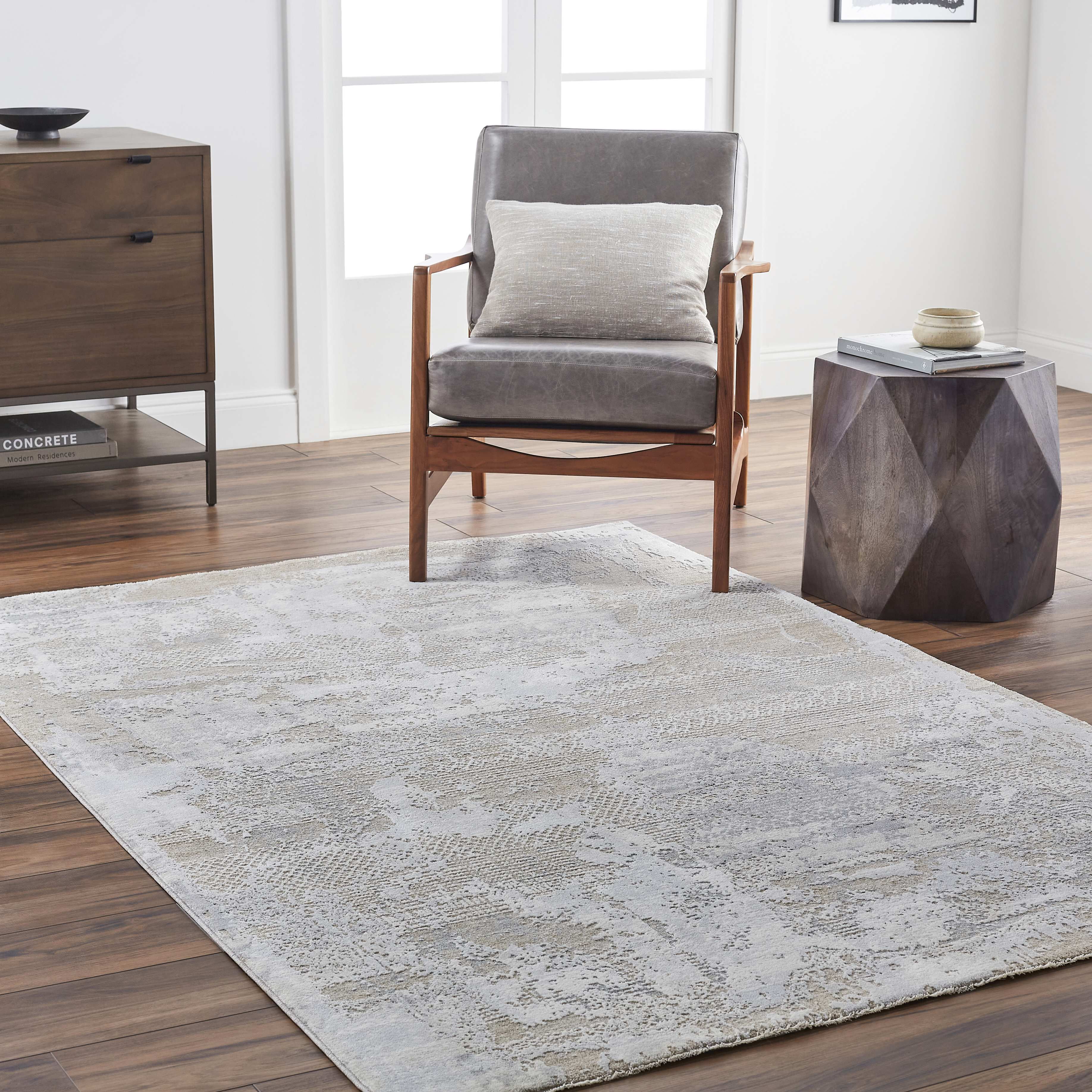 Mark&Day Area Rugs, 5ft Round Iman Modern Brown Light Beige Area Rug (5 ...