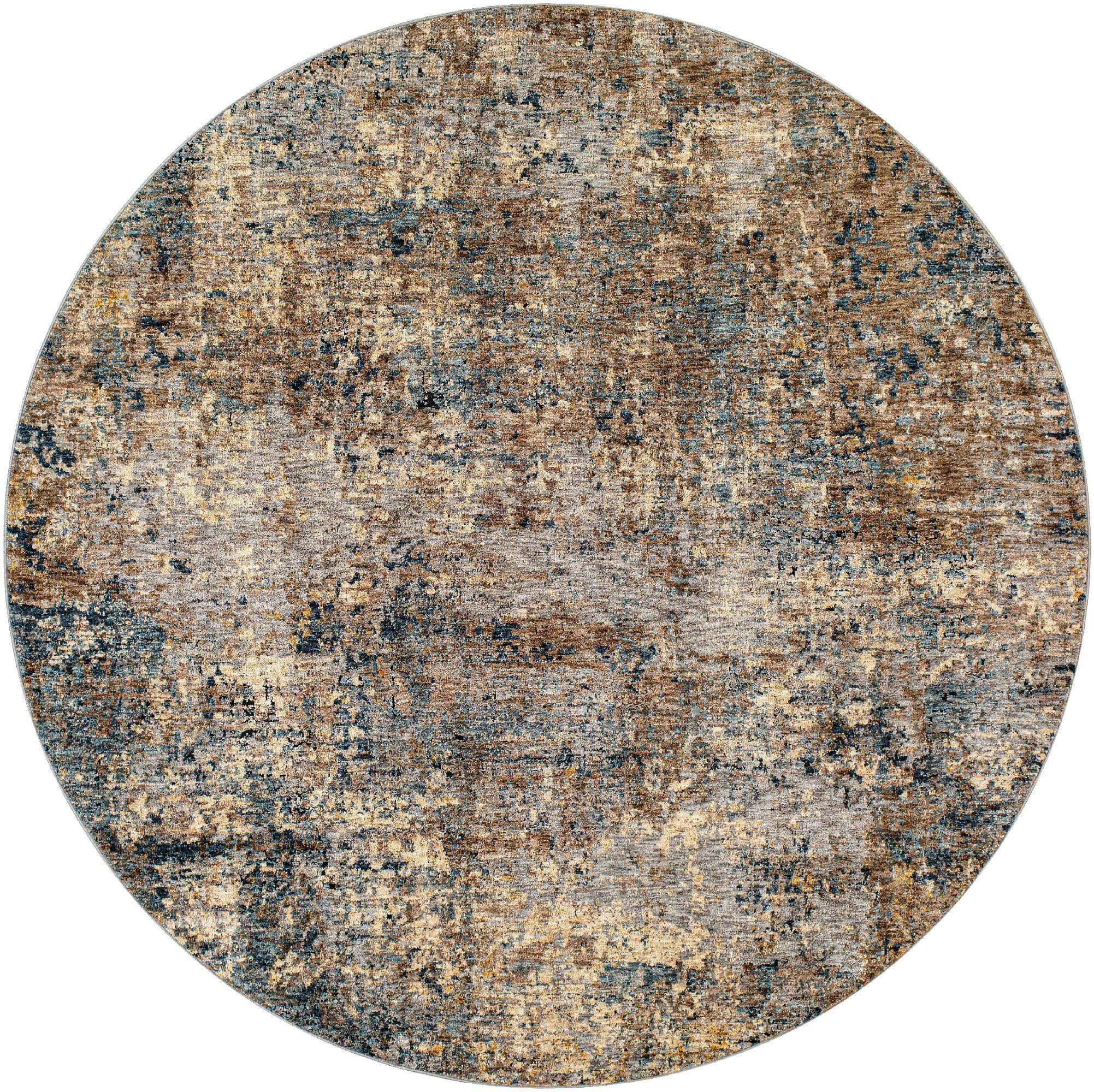 Mark&Day Area Rugs, 5ft Round Rul Modern Dark Brown Marble Area Rug ...
