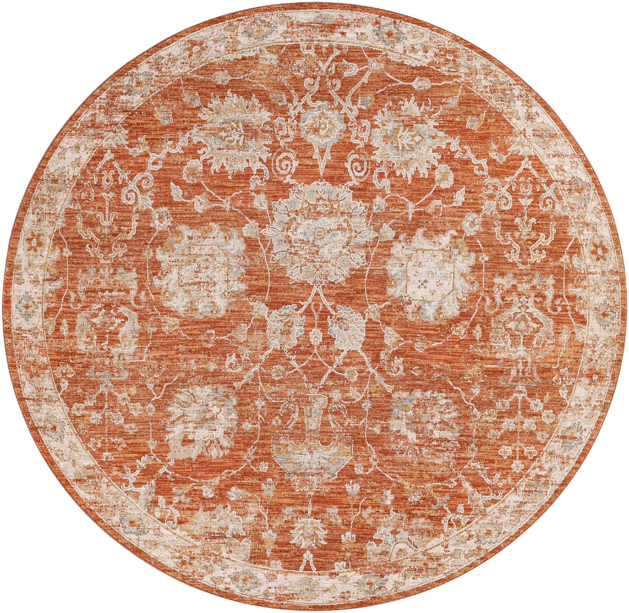 Mark&Day Area Rugs, 5ft Round Schoorl Traditional Burnt Orange Area Rug ...