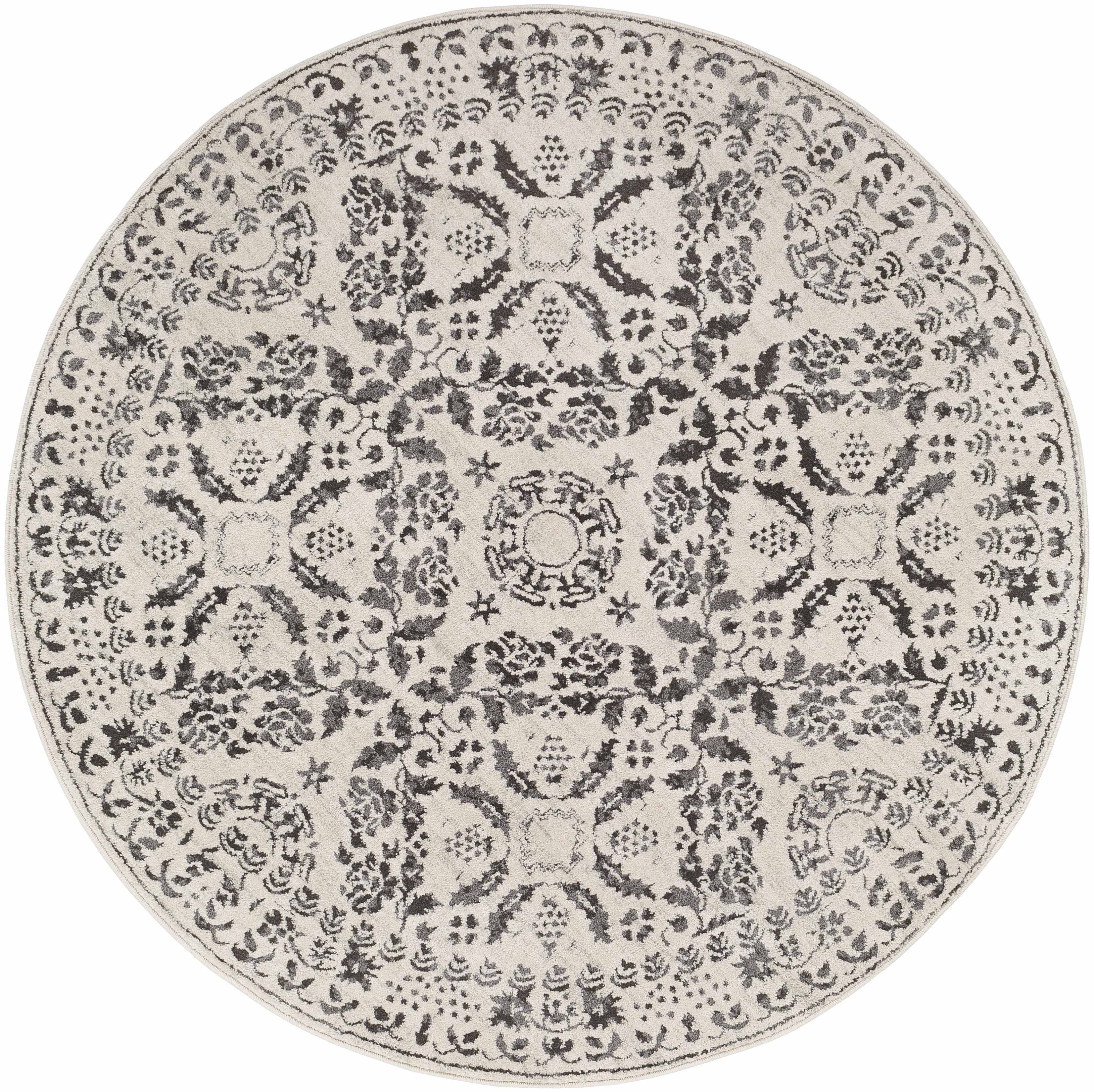 Mark&Day Area Rugs, 5ft Round Simon Traditional Beige Area Rug, White ...
