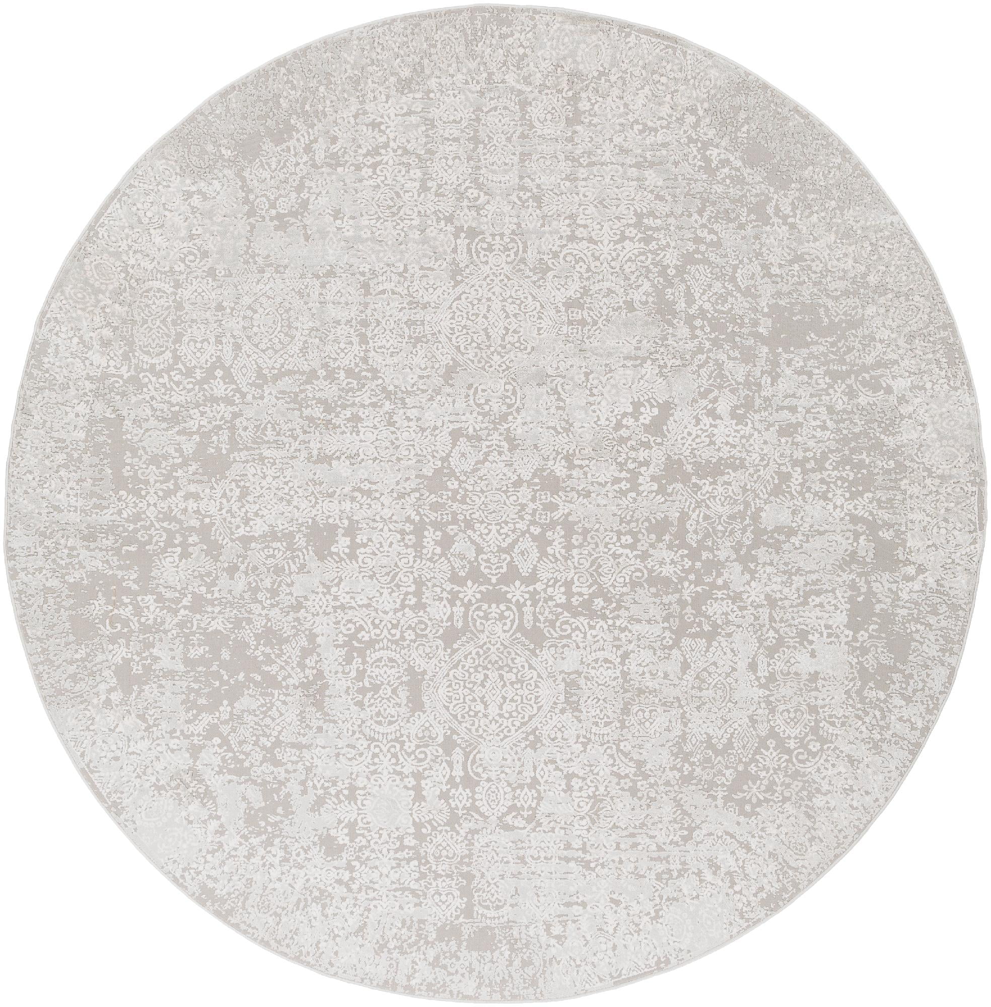 Mark&Day Area Rugs, 5ft Round Ximena Traditional Light Gray Area Rug ...