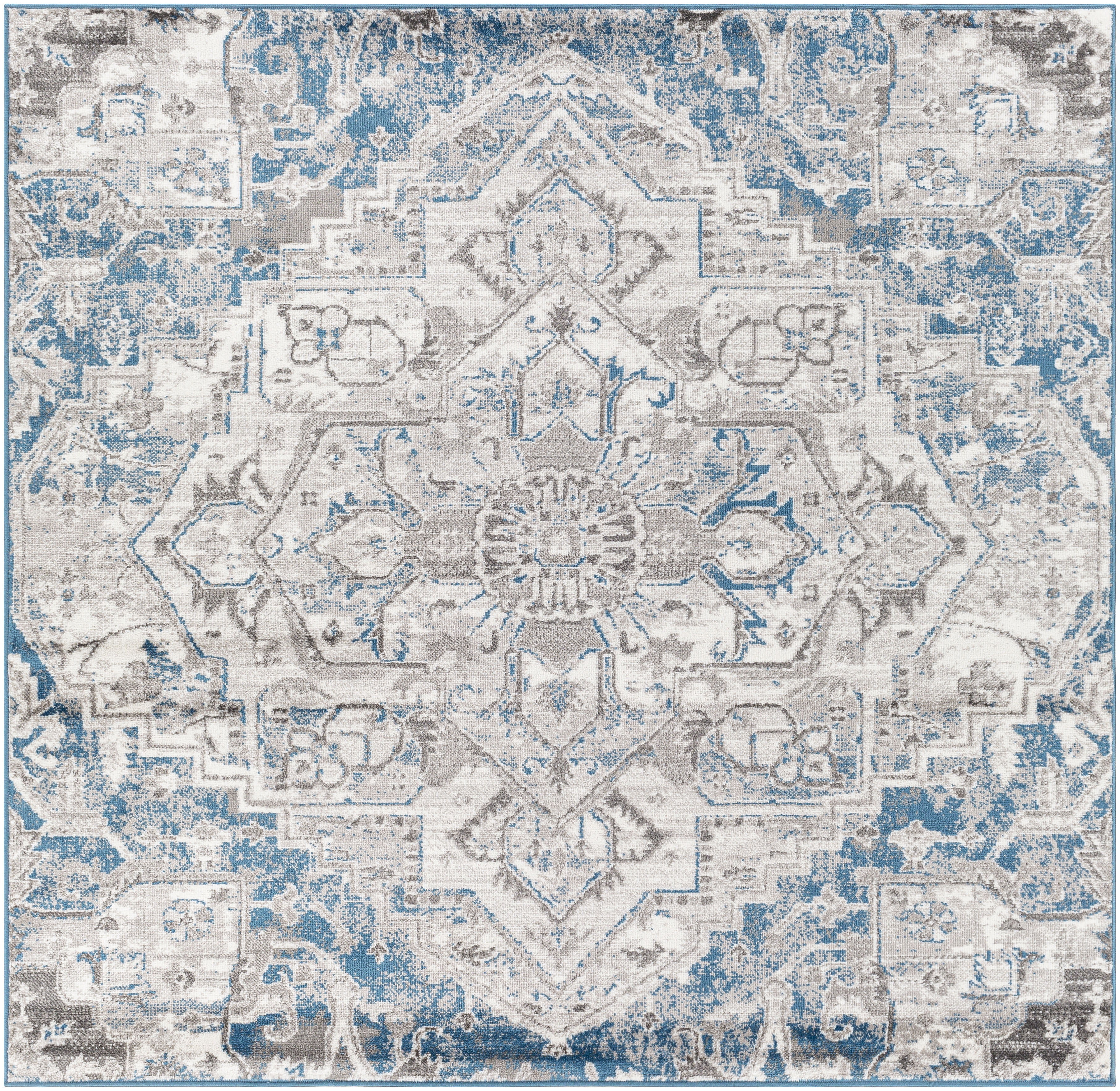 Mark&Day Area Rugs, 5x5 Angelo Traditional Ivory/Blue Square Area Rug ...