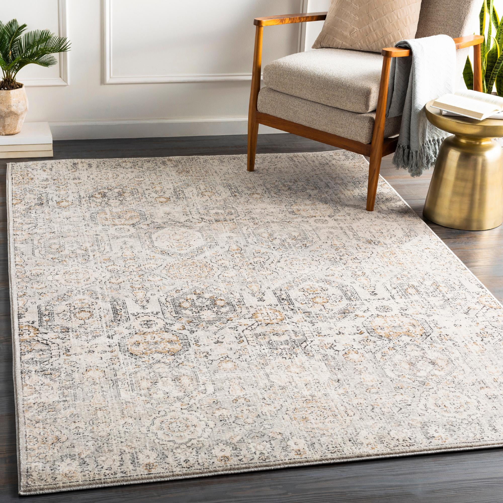 Mark&Day Area Rugs, 5x5 Geelbroek Traditional Tan/Ivory Square Area Rug ...