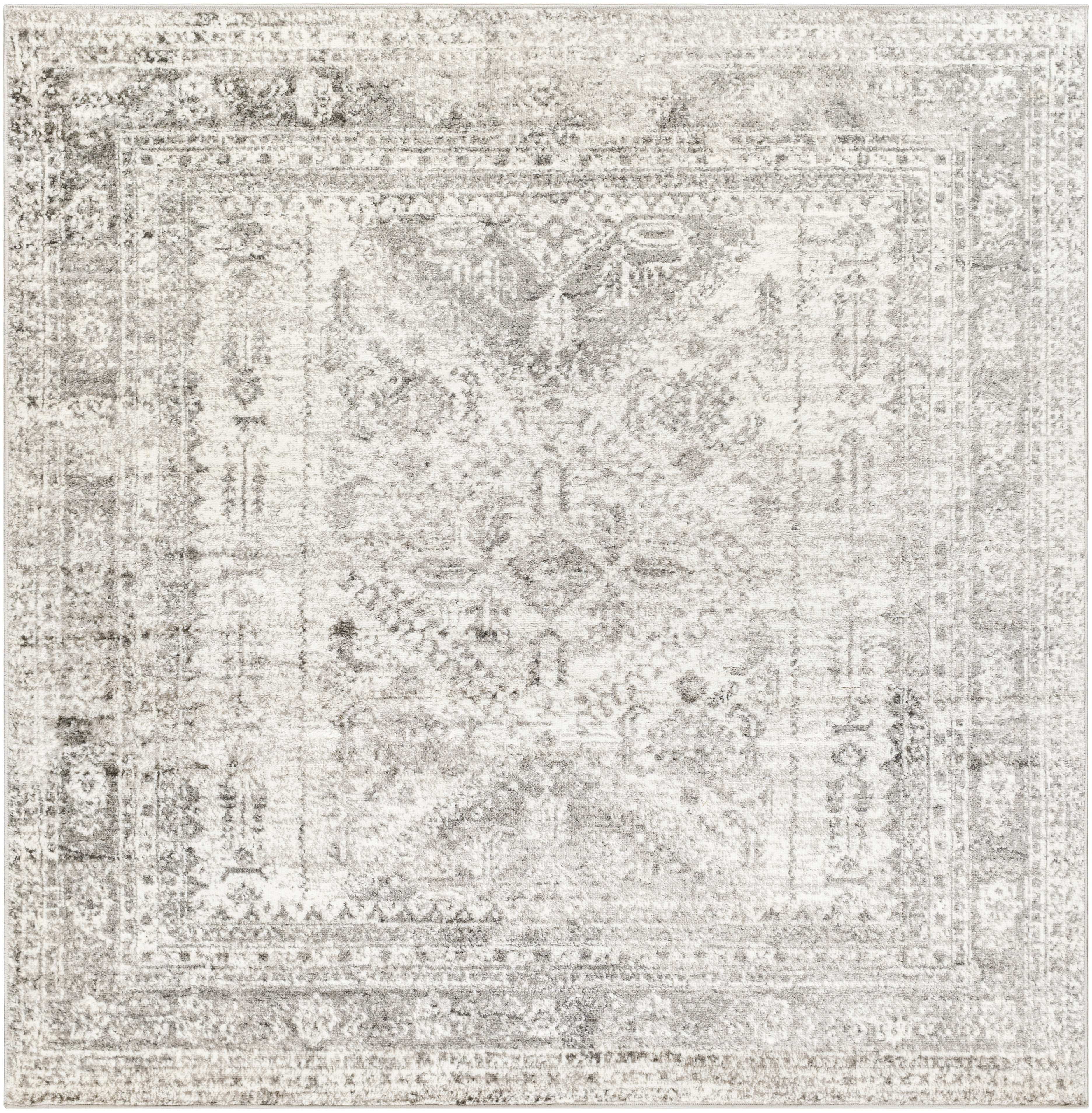 Mark&Day Area Rugs, 5x5 Jules Traditional Light Gray White Charcoal ...