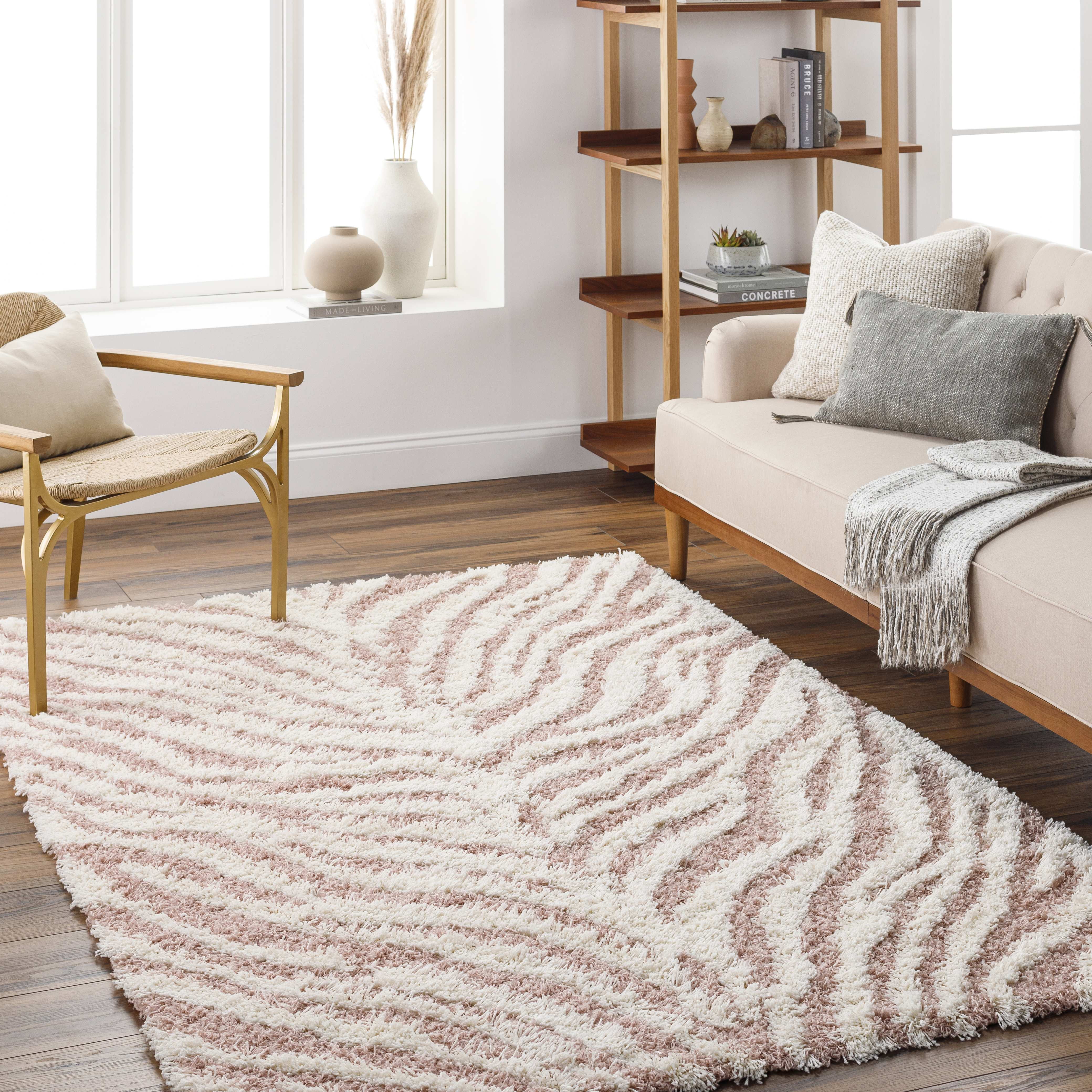 Mark&Day Area Rugs, 5x7 Boomer Modern Peach Area Rug (5'3" x 7'3 ...