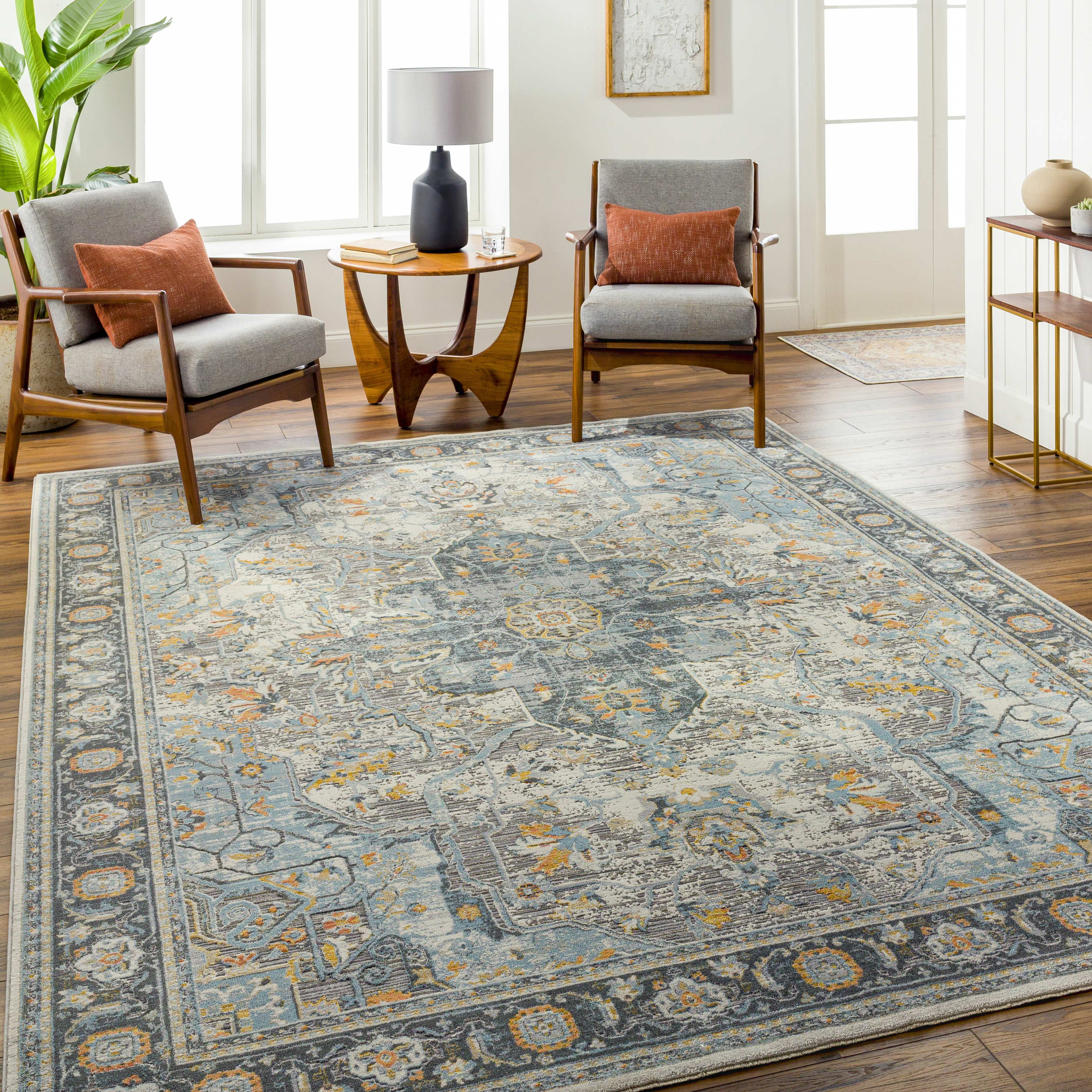 Mark&Day Area Rugs, 5x7 Brianne Traditional Ivory Charcoal Area Rug (5 ...