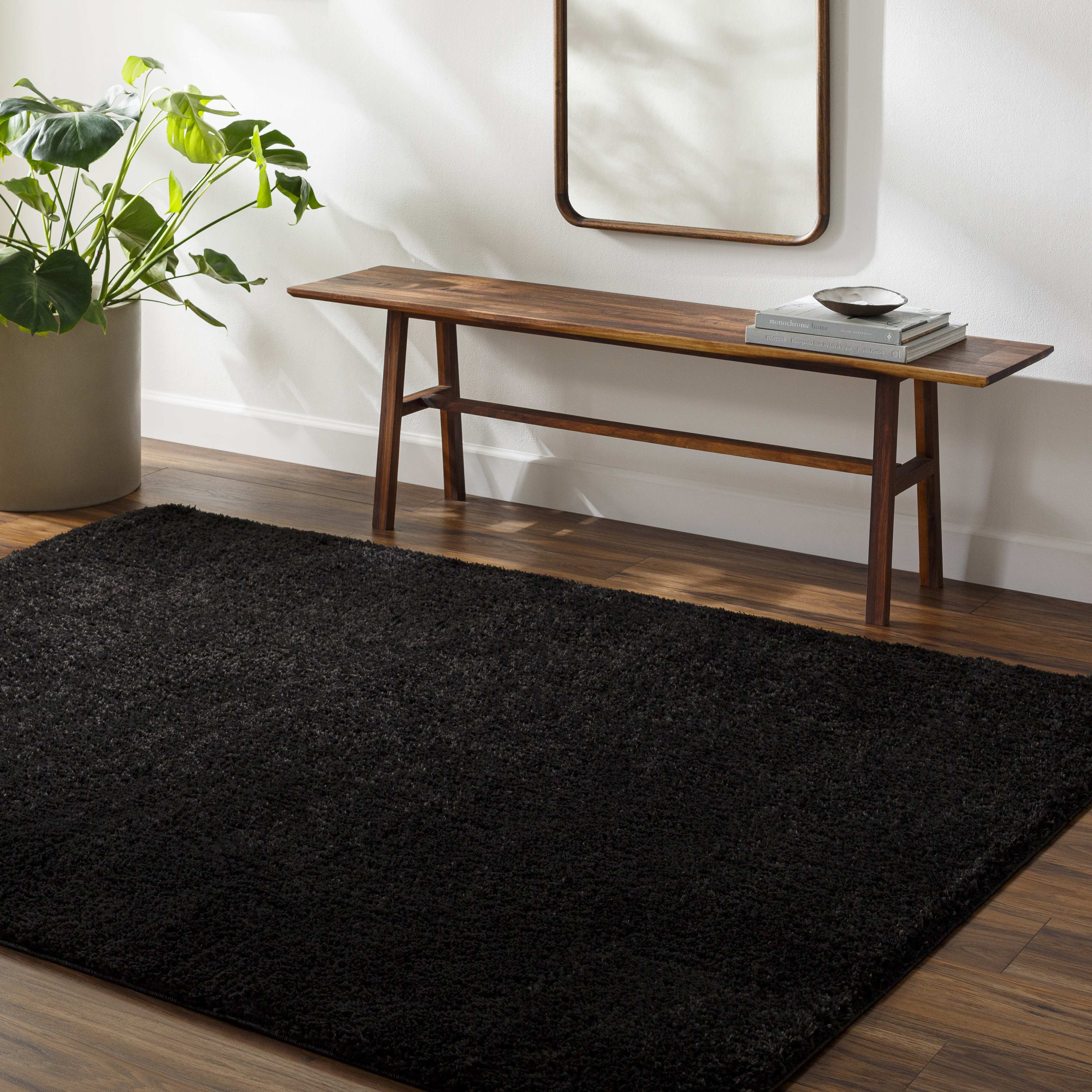 Mark&Day Area Rugs, 5x7 Dalon Modern Shag Black Area Rug, Black Carpet ...
