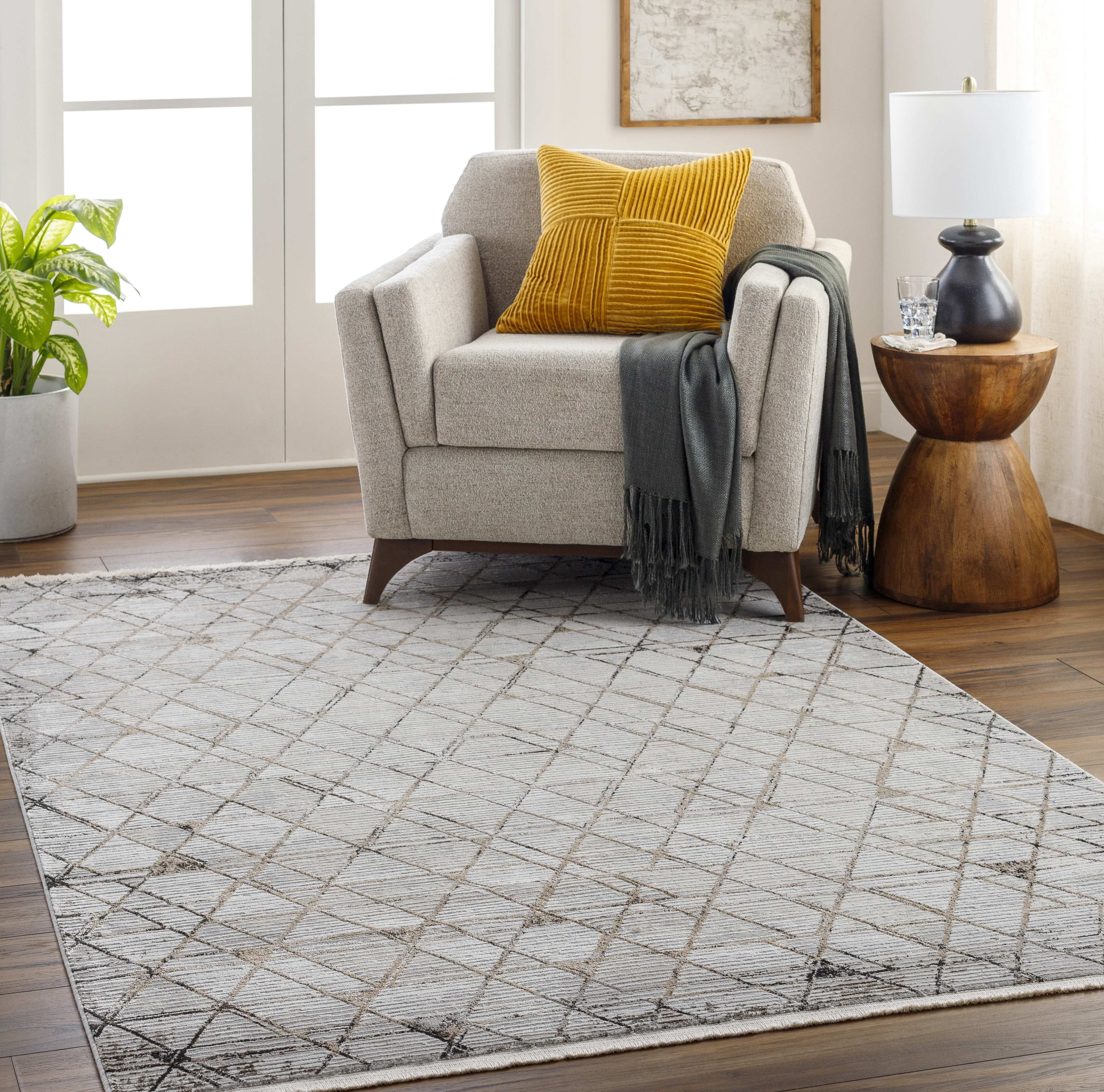 Mark&Day Area Rugs, 5x7 Glynis Modern Brown Light Gray Area Rug (5'3" x ...