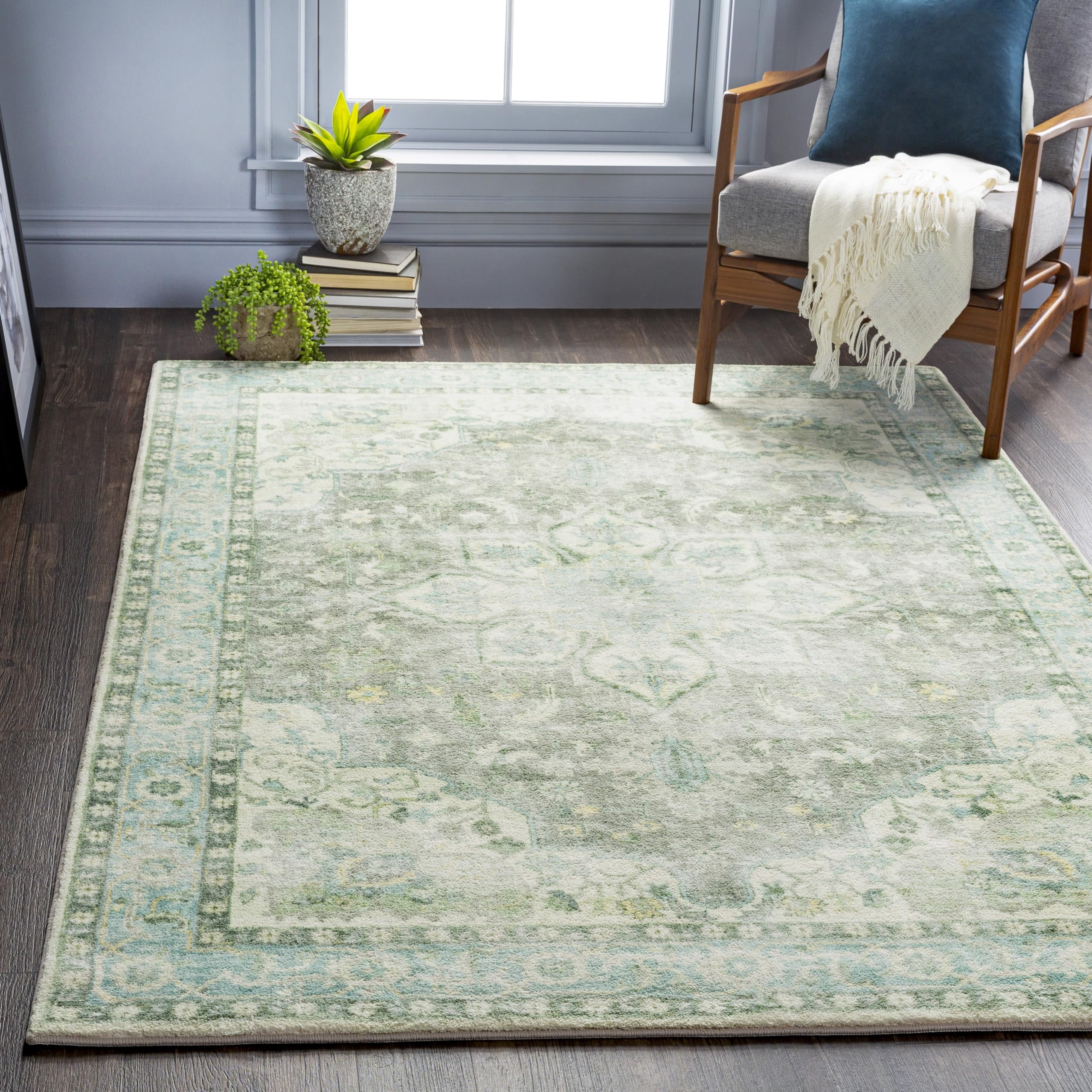 Mark&Day Area Rugs, 5x7 Heiereind Traditional Sage Area Rug, Green Grey ...