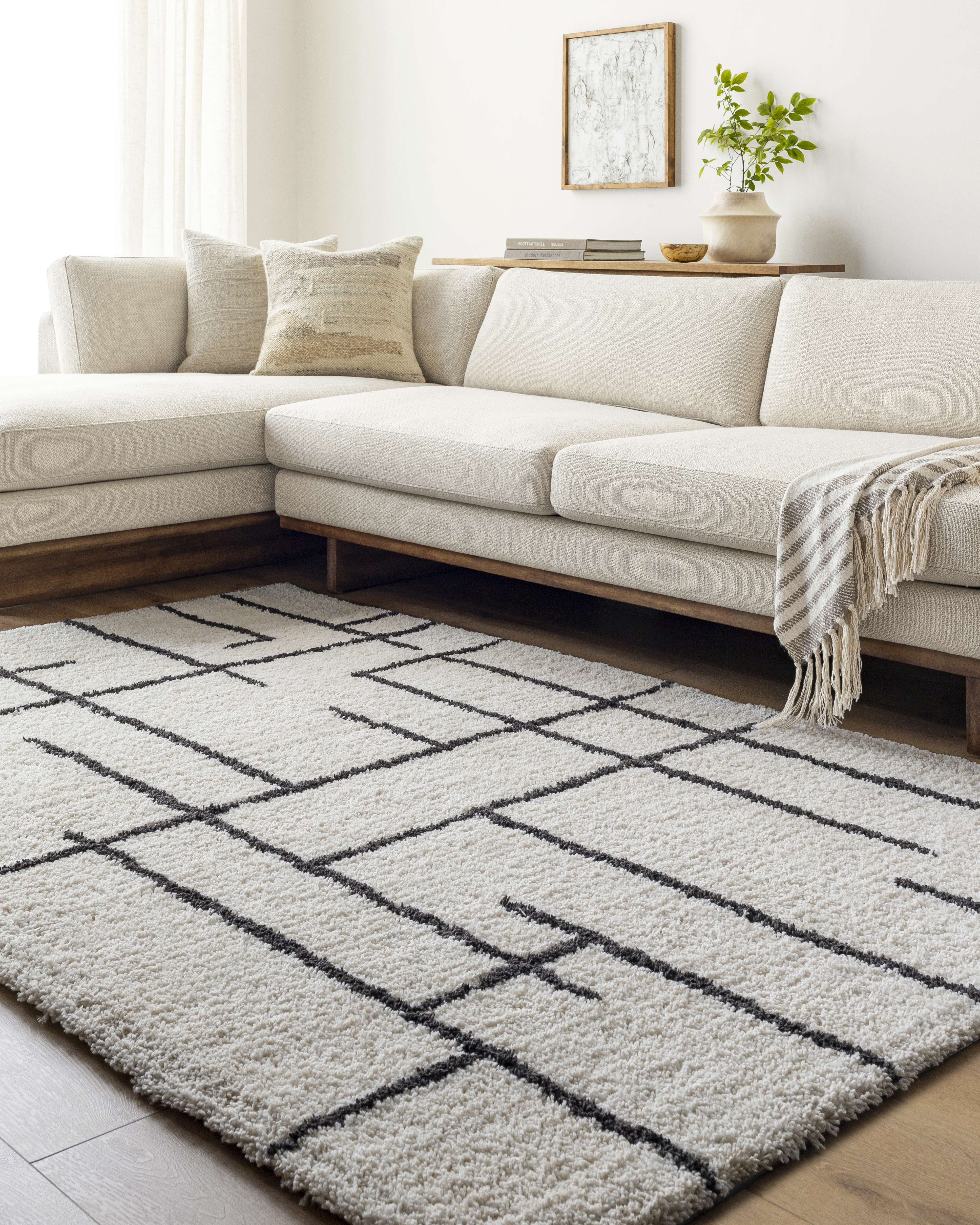 Mark&Day Area Rugs, 5x7 Ieasha Global Off-White/Onyx Area Rug, White ...