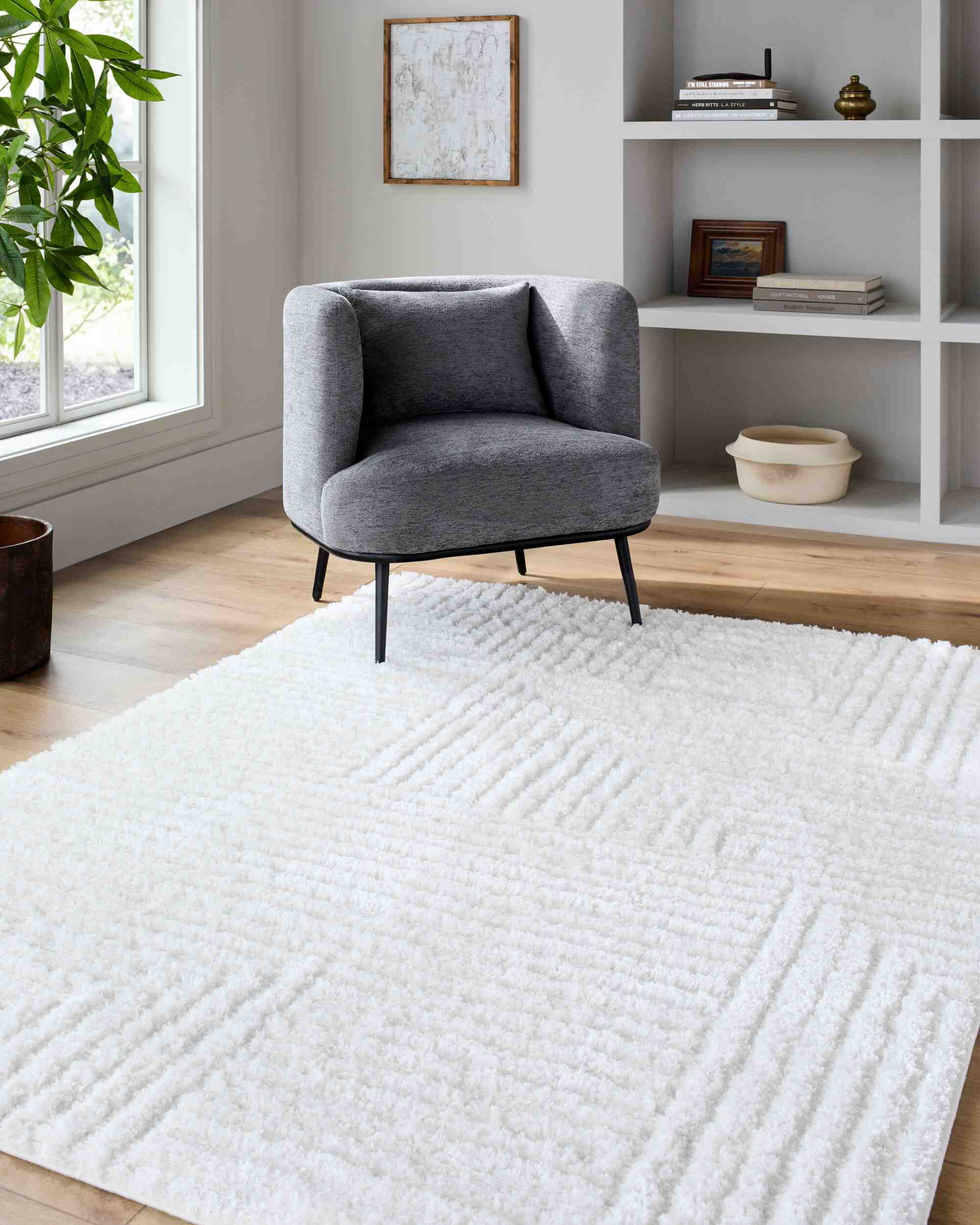 Mark&Day Area Rugs, 5x7 Jameal Modern White Area Rug, White Cream ...