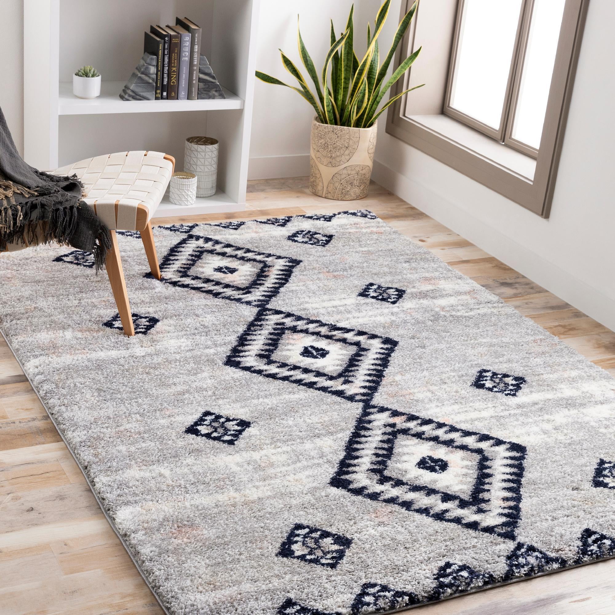 Mark&Day Area Rugs, 5x7 Keinse Global Light Gray Area Rug (5'3" x 7'3 ...