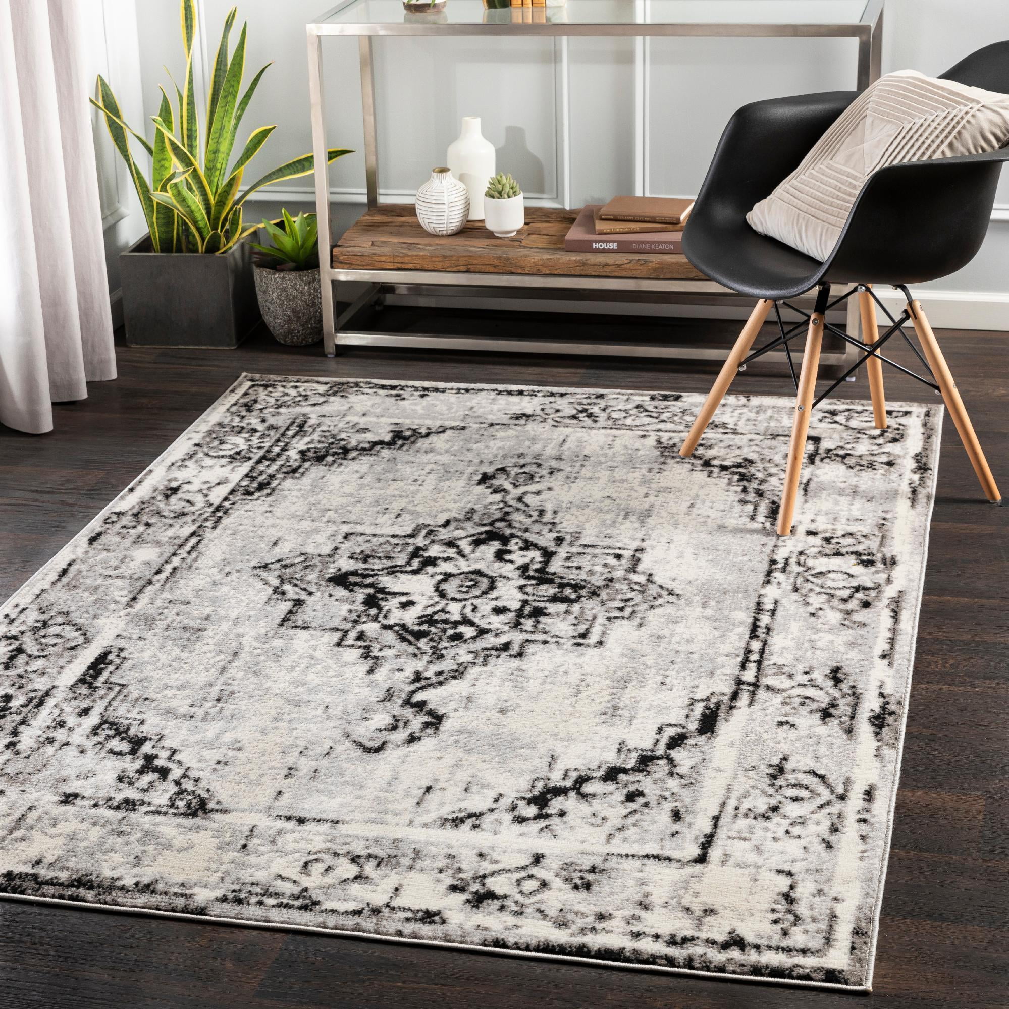 Mark&Day Area Rugs, 5x7 Neede Modern Black Area Rug (5' x 7') - Walmart.com